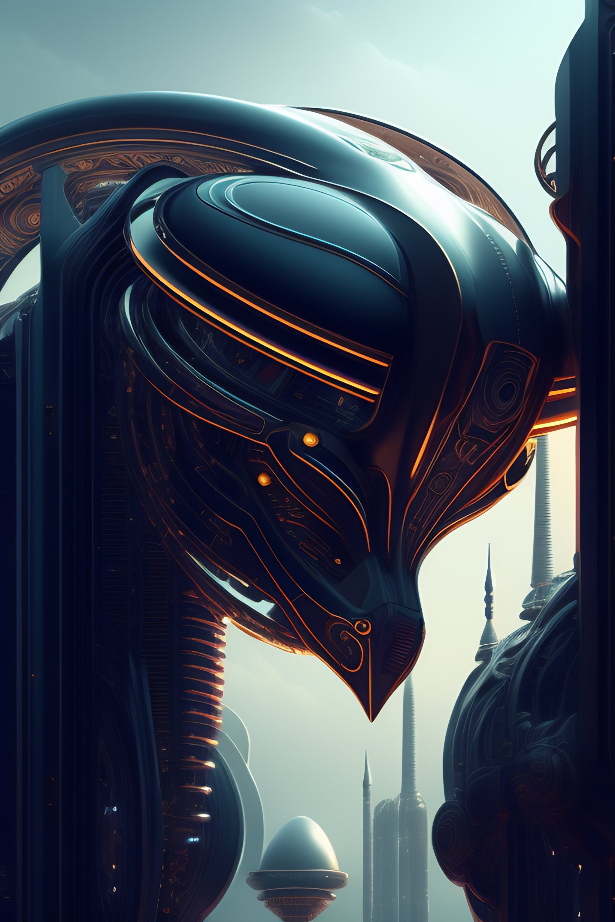 Lexica - Line art, alien mecanic clock