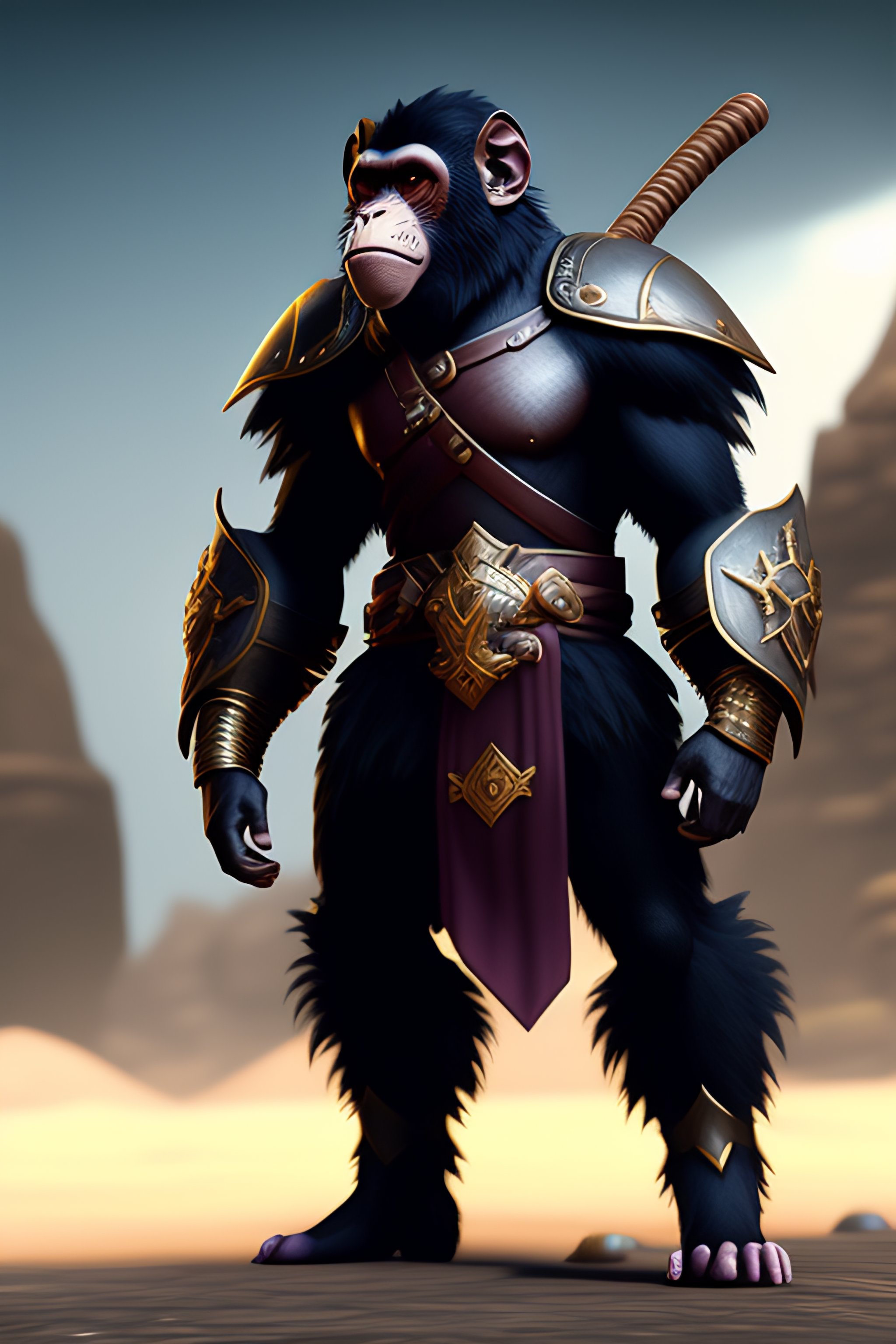 Lexica - Monkey Armored , Realistic , detailed, Rpg style