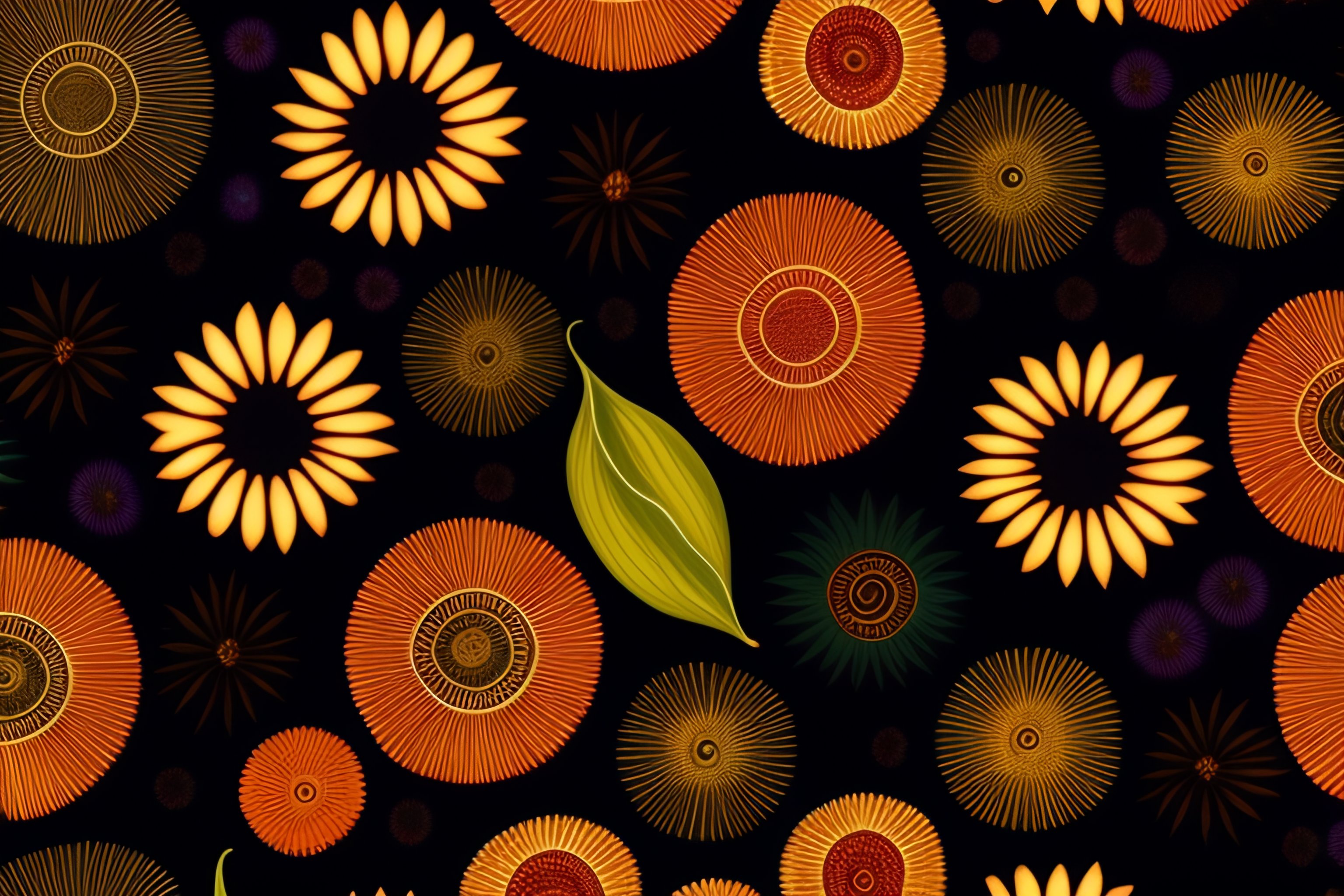 Lexica - African batik patern of eyes and dark leaves