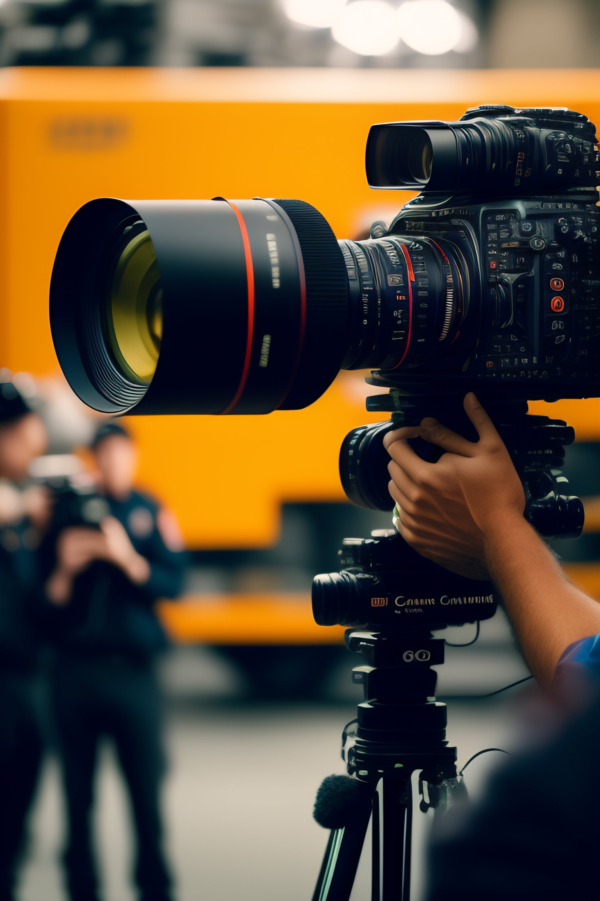 Lexica - Cameraman with a Canon cinema camera and soundman on a set of ...