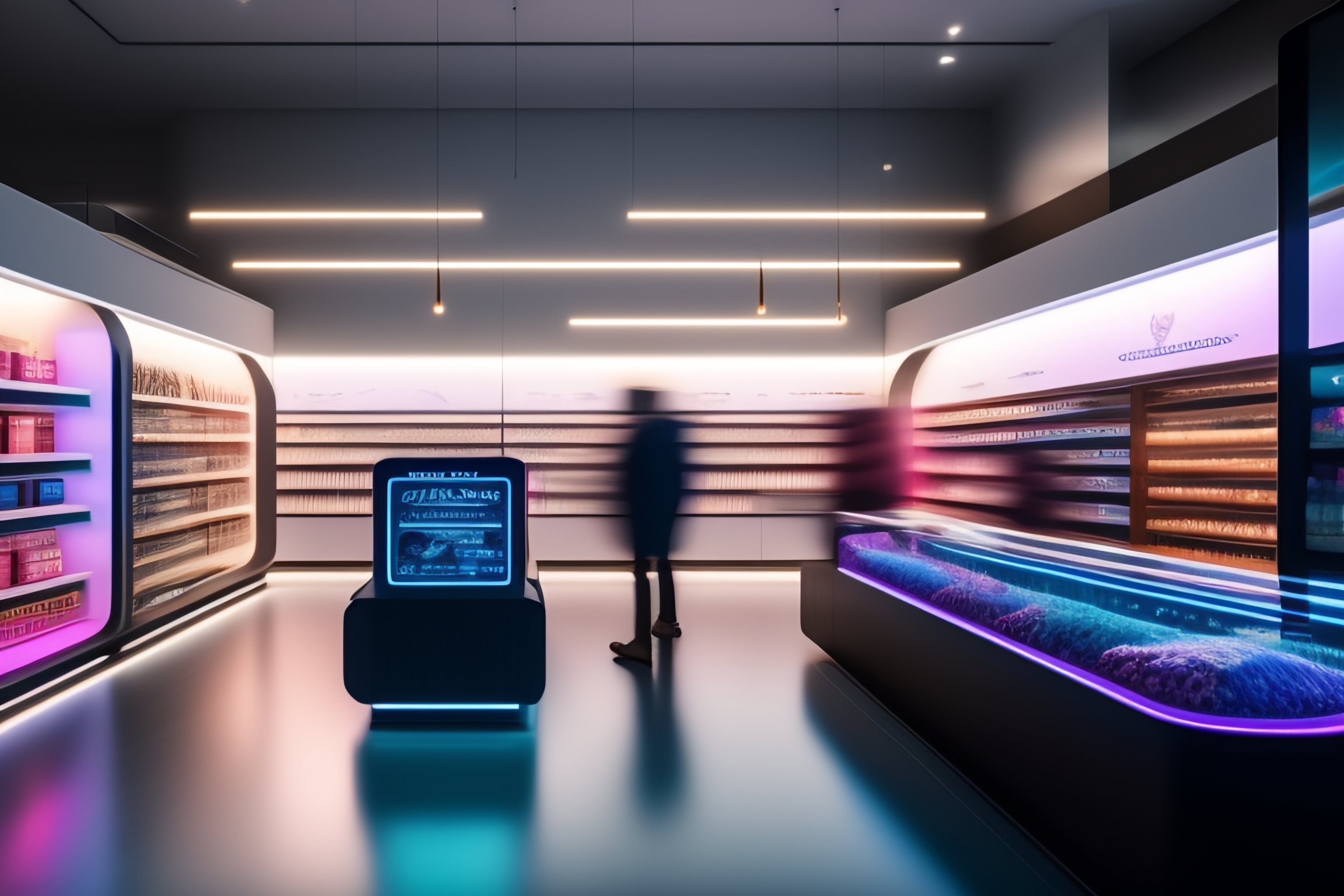 Lexica - A futuristic store with electronic products, holograms of ...