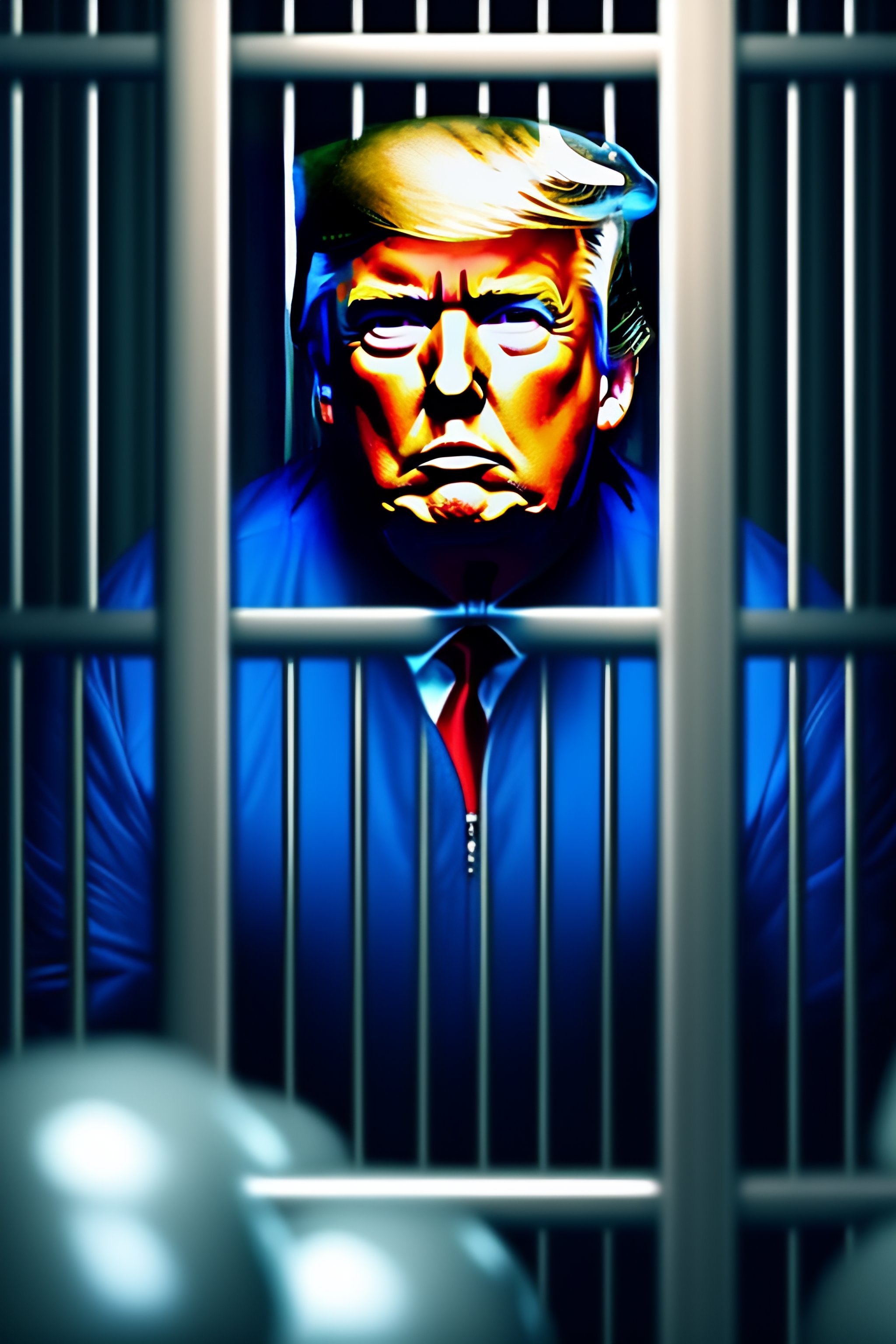 Lexica - Photo of donald trump in prison behind bars