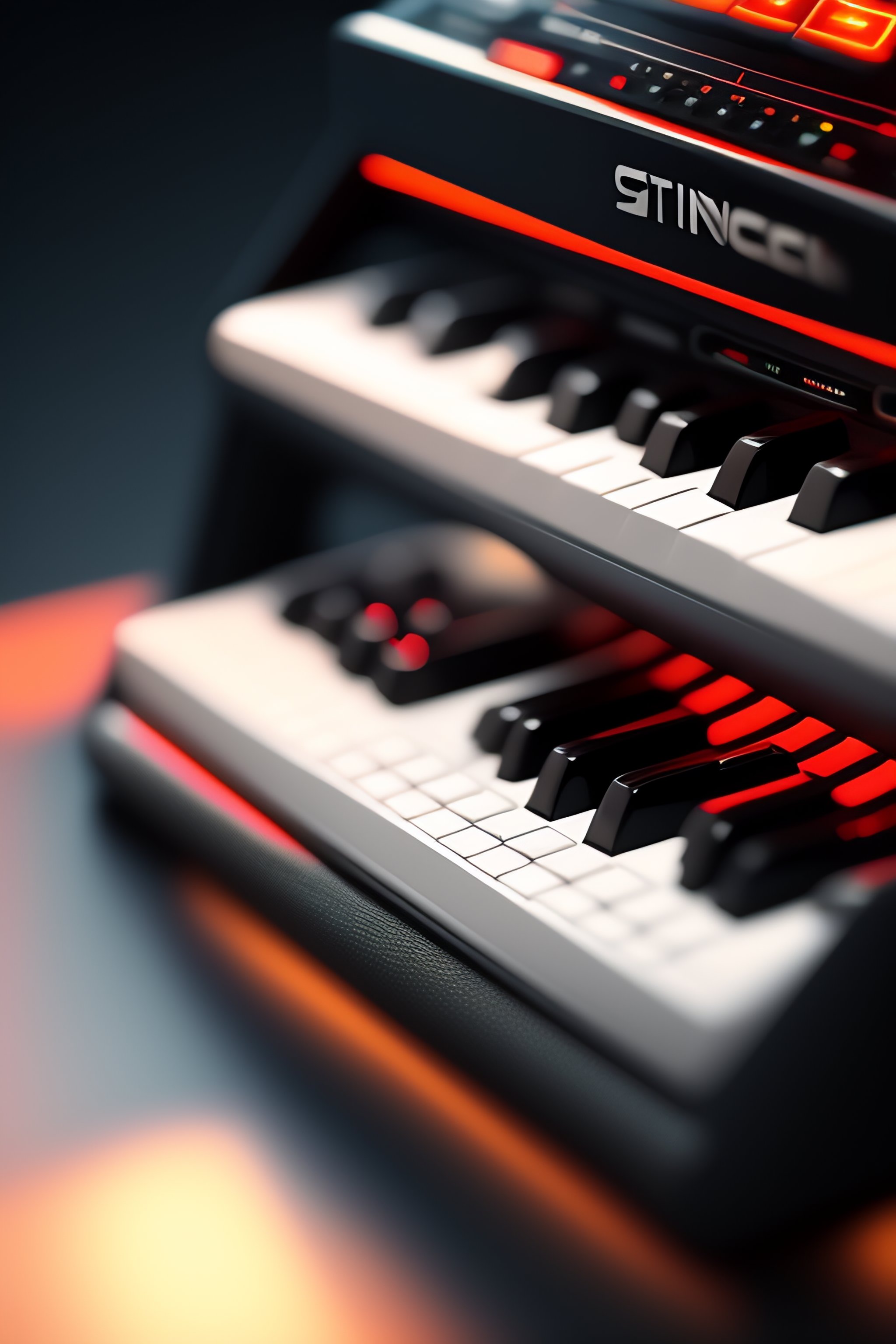 Lexica - Piano synthesizer, only keyboard, 3d isometric rendering ...