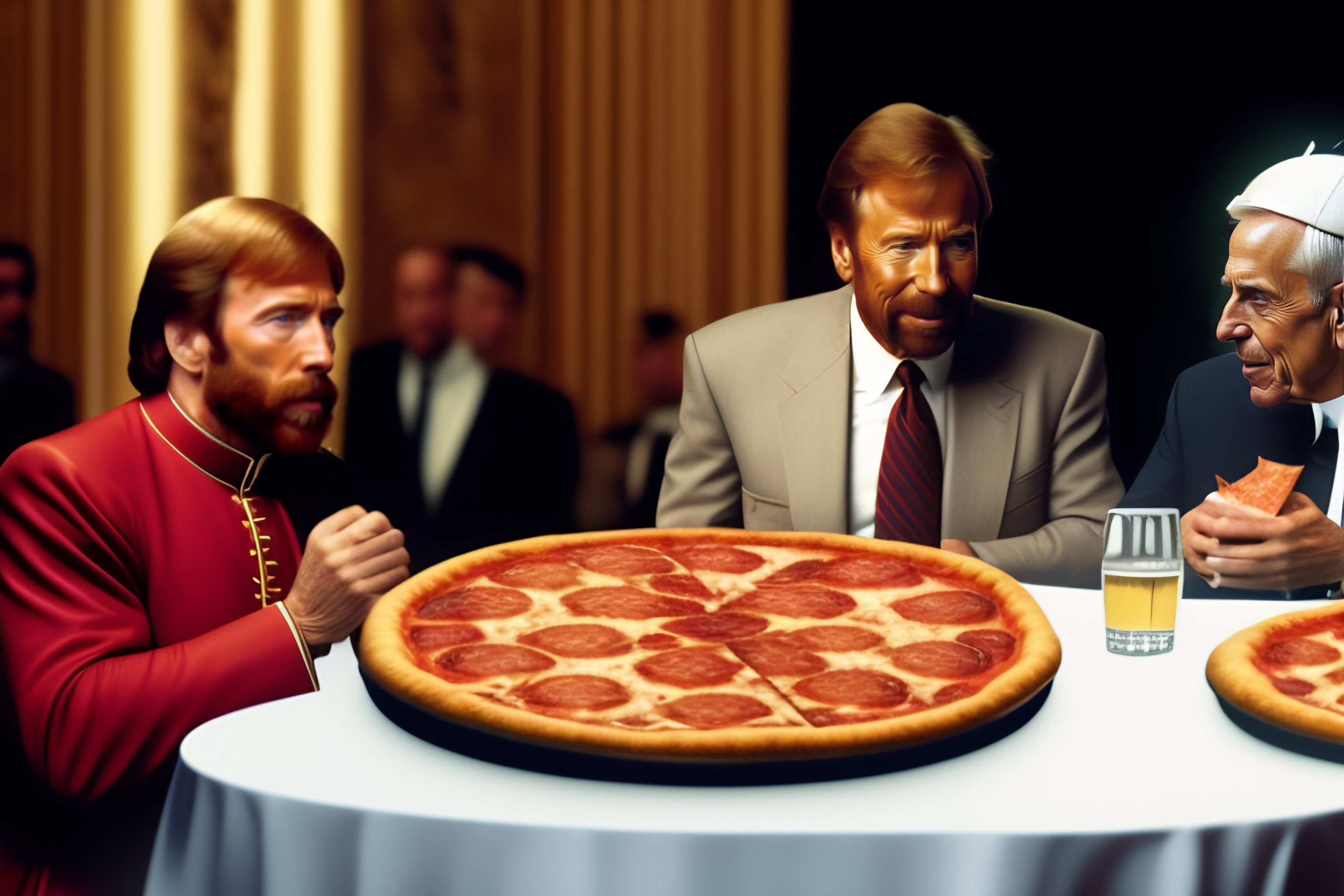 Lexica - Chuck Norris eating pizza with Ratzinger Pope