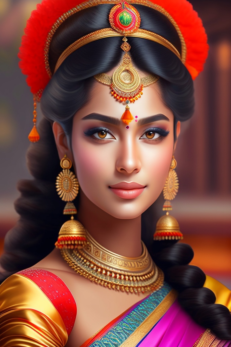 Lexica - Girl, krishna lover, tipical saree look, ultra hd look