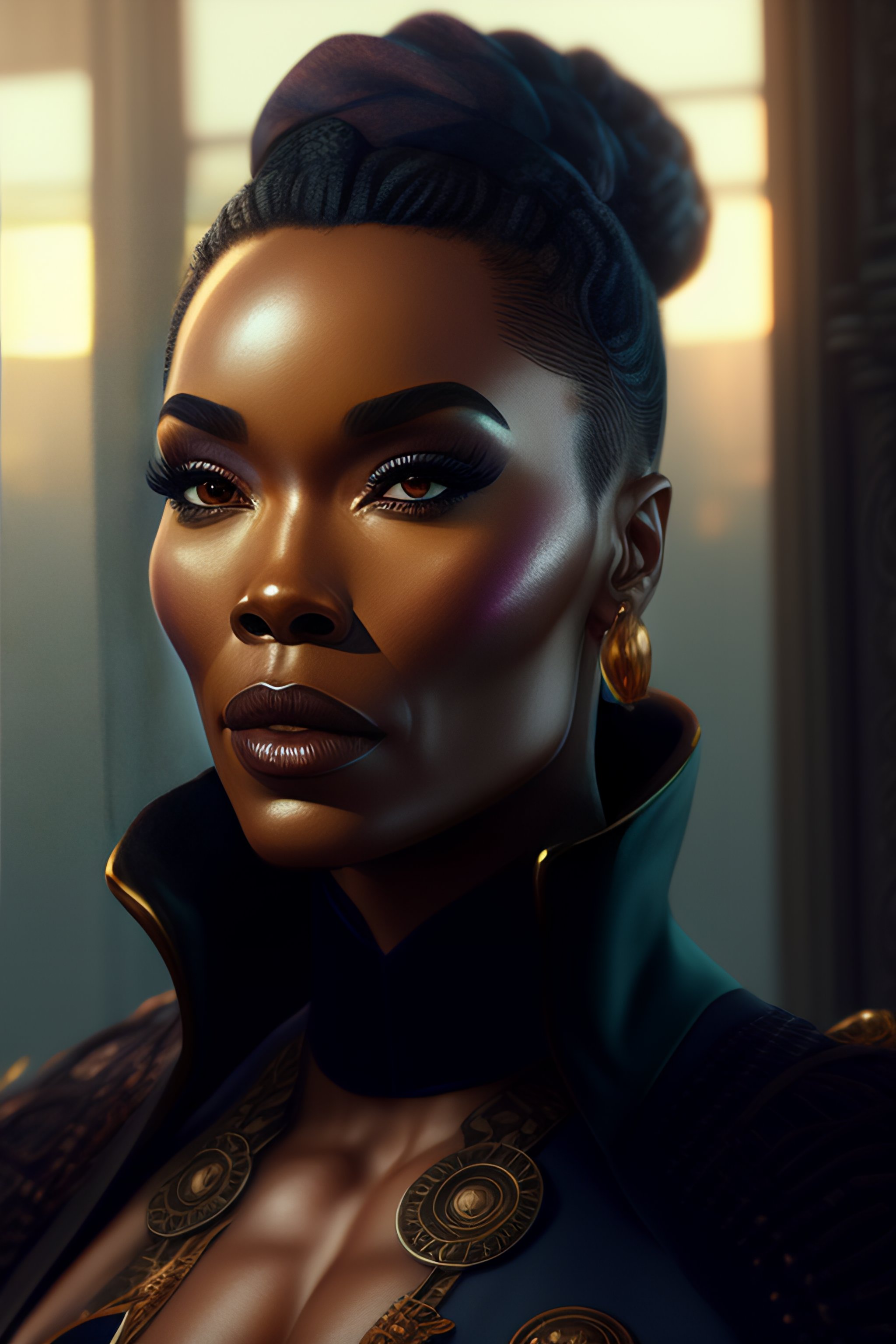Lexica - Retrofuturism style, Angela Bassett face, highly detailed and ...