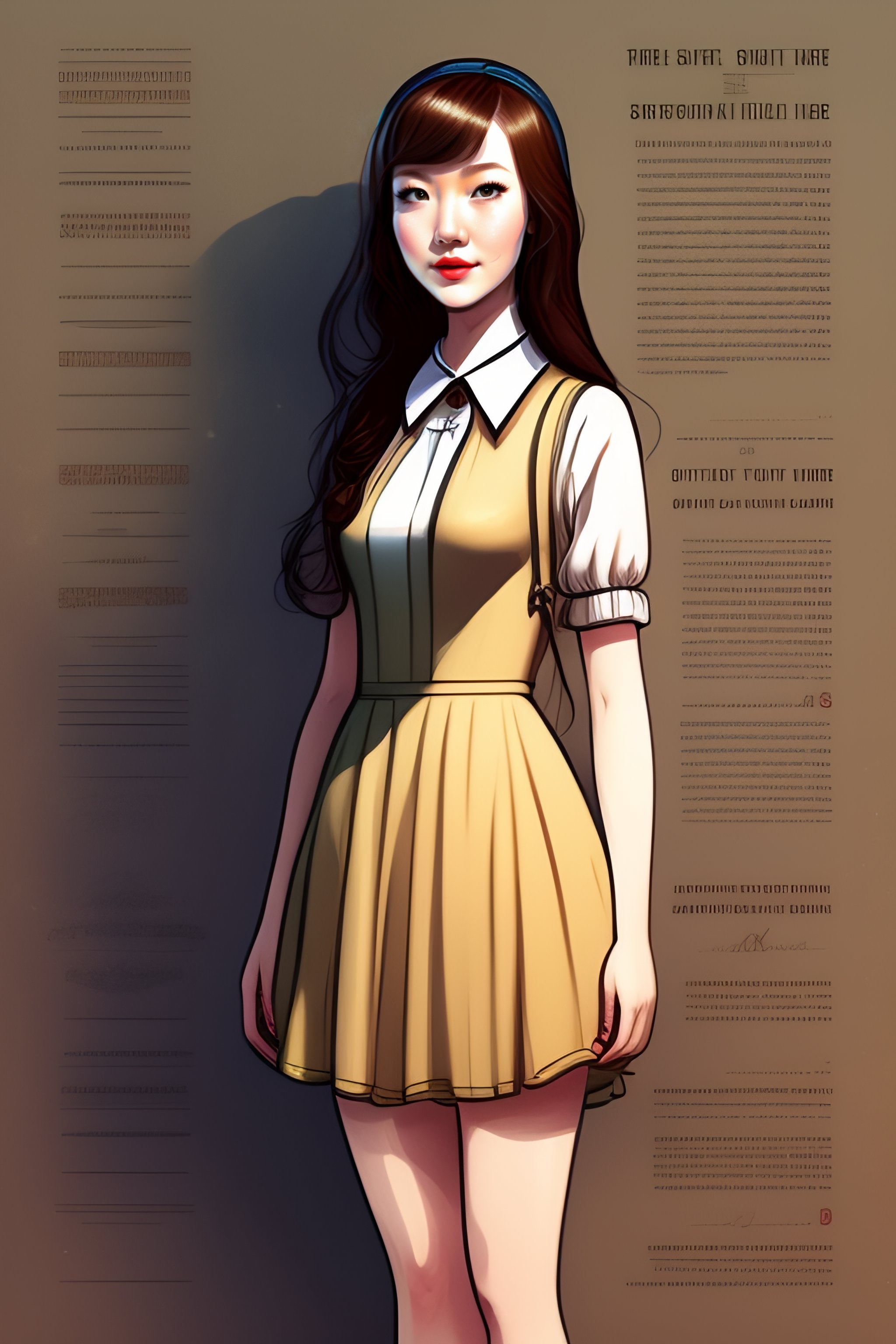 Lexica - Full body scene 23 years old girl wearing a schooler dress ...