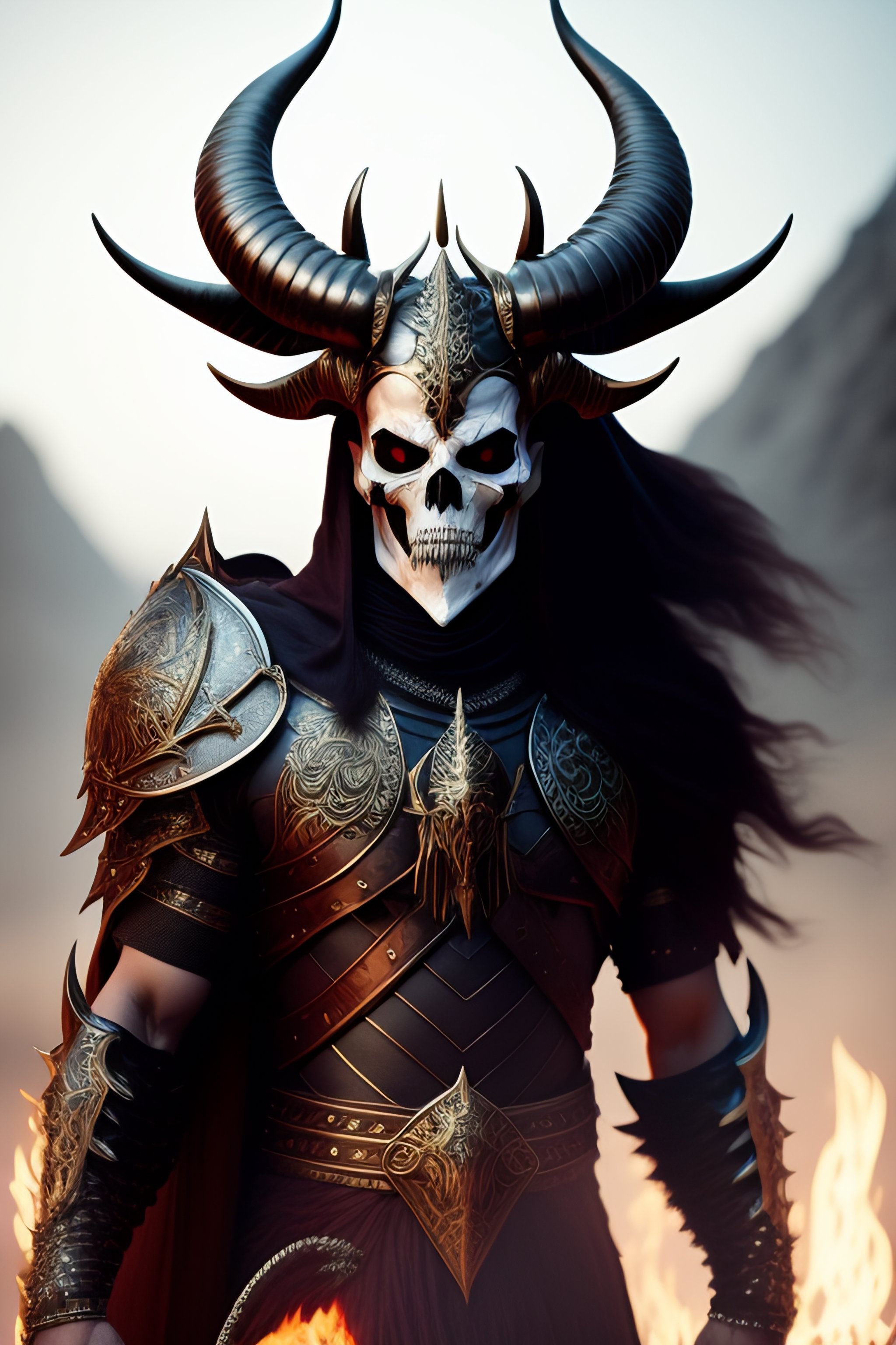 Lexica - Demon in the cyty of bones , horns and fierce wearing a bones ...