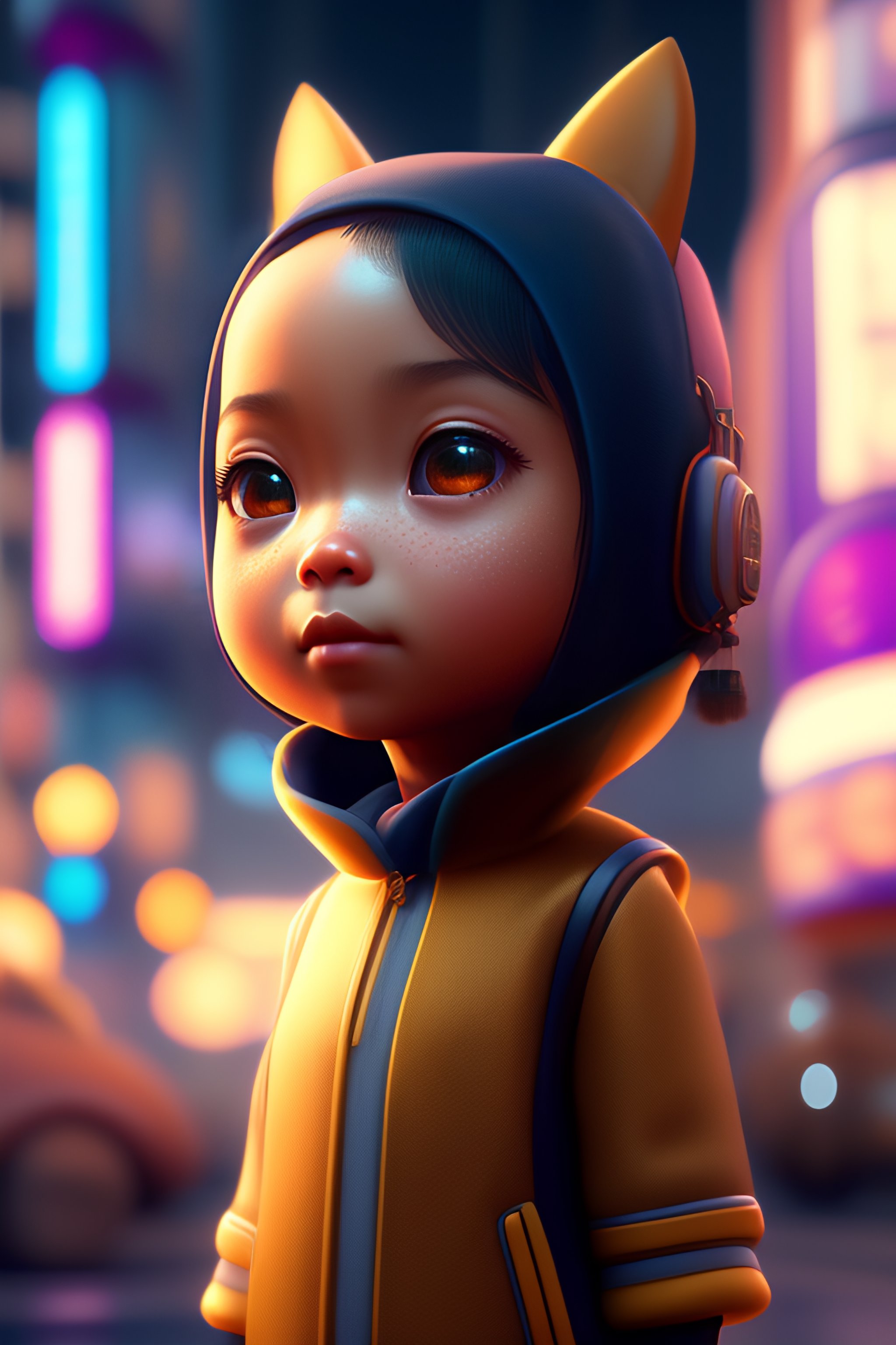 Lexica - Cute humanoid in the futuristic city, unreal engine, cozy ...