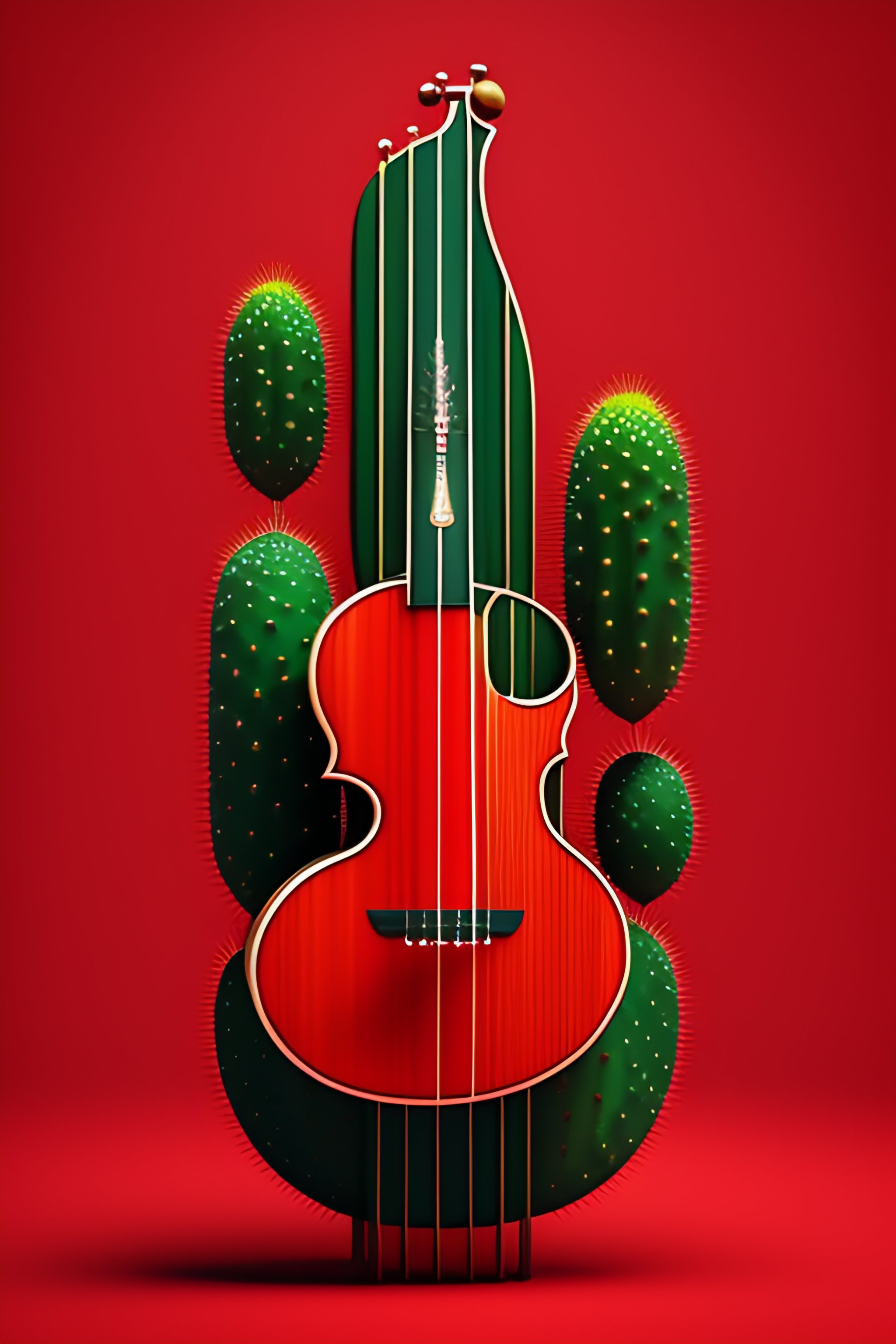 Lexica - Facha playing a musical instrument in the shape of a red cactus