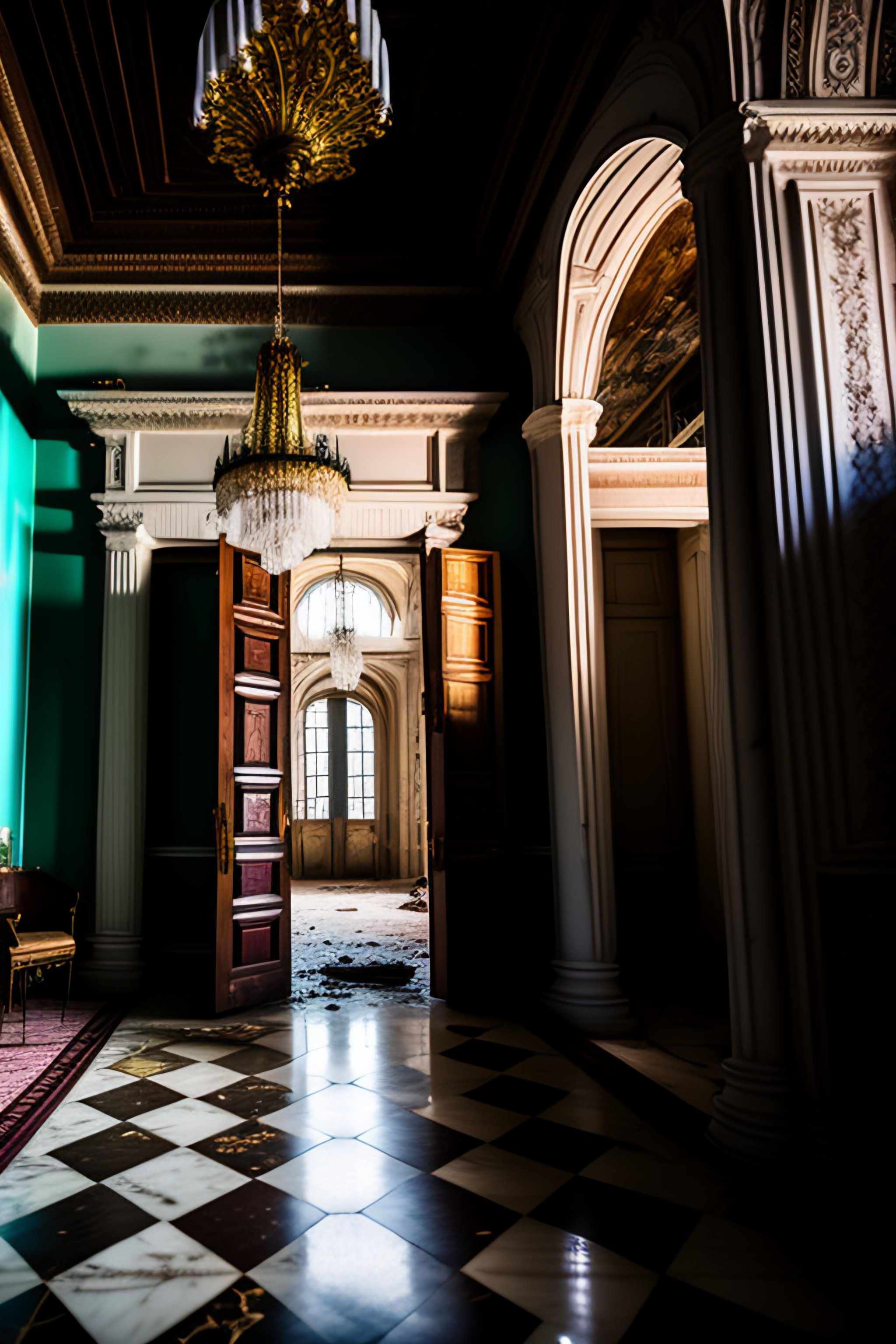 Lexica - The entrance to the abandoned mansion is eerie and foreboding ...