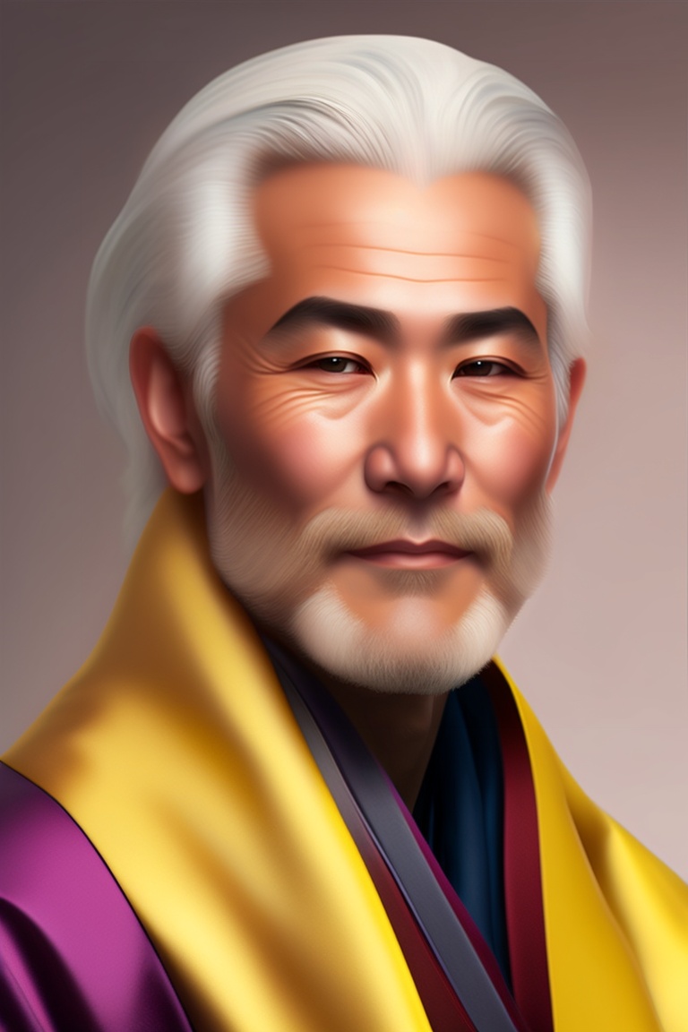 Lexica - White fornt face, white hair, smart Monk motivation