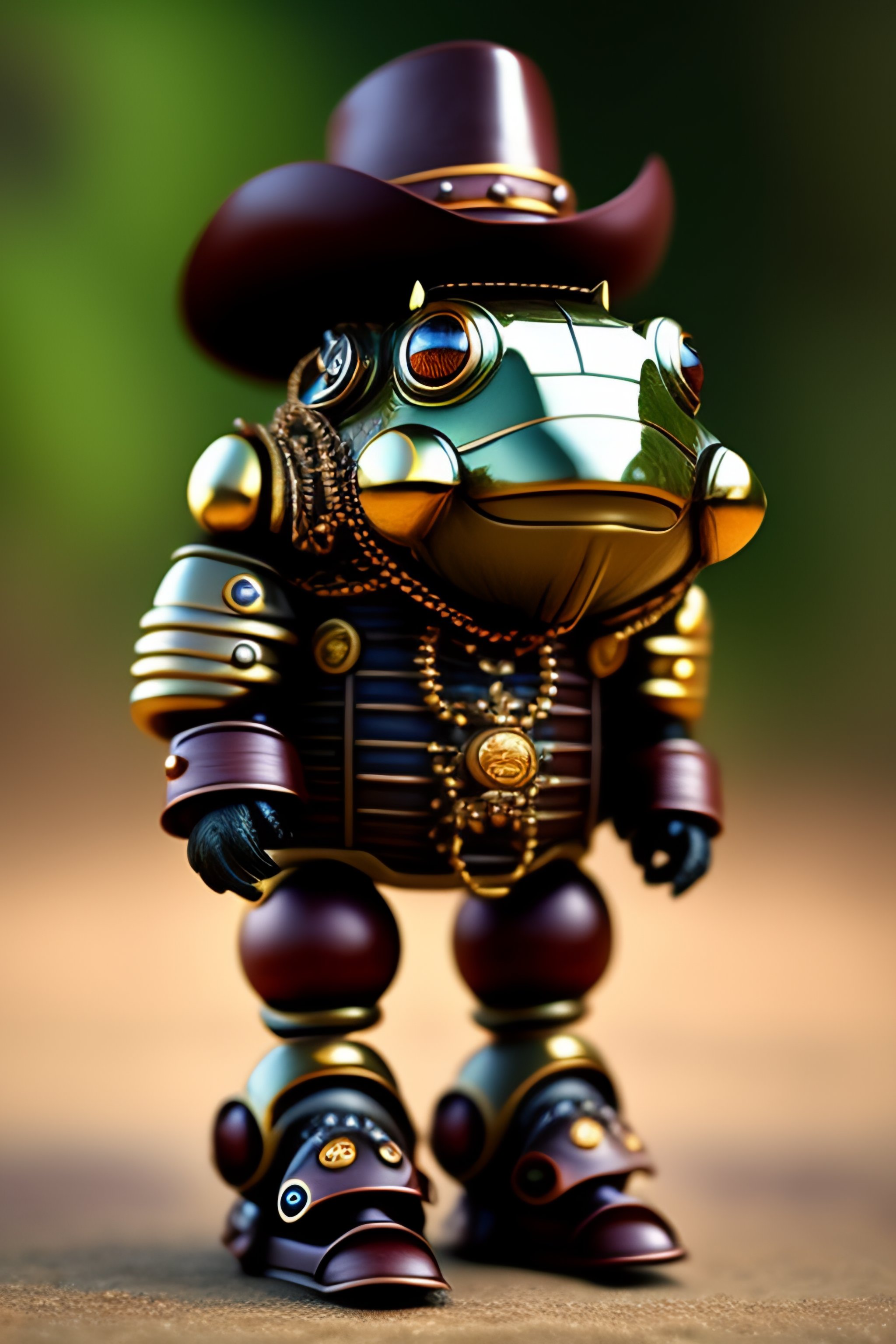 Lexica - Steampunk cowboy robot frog full body pristine