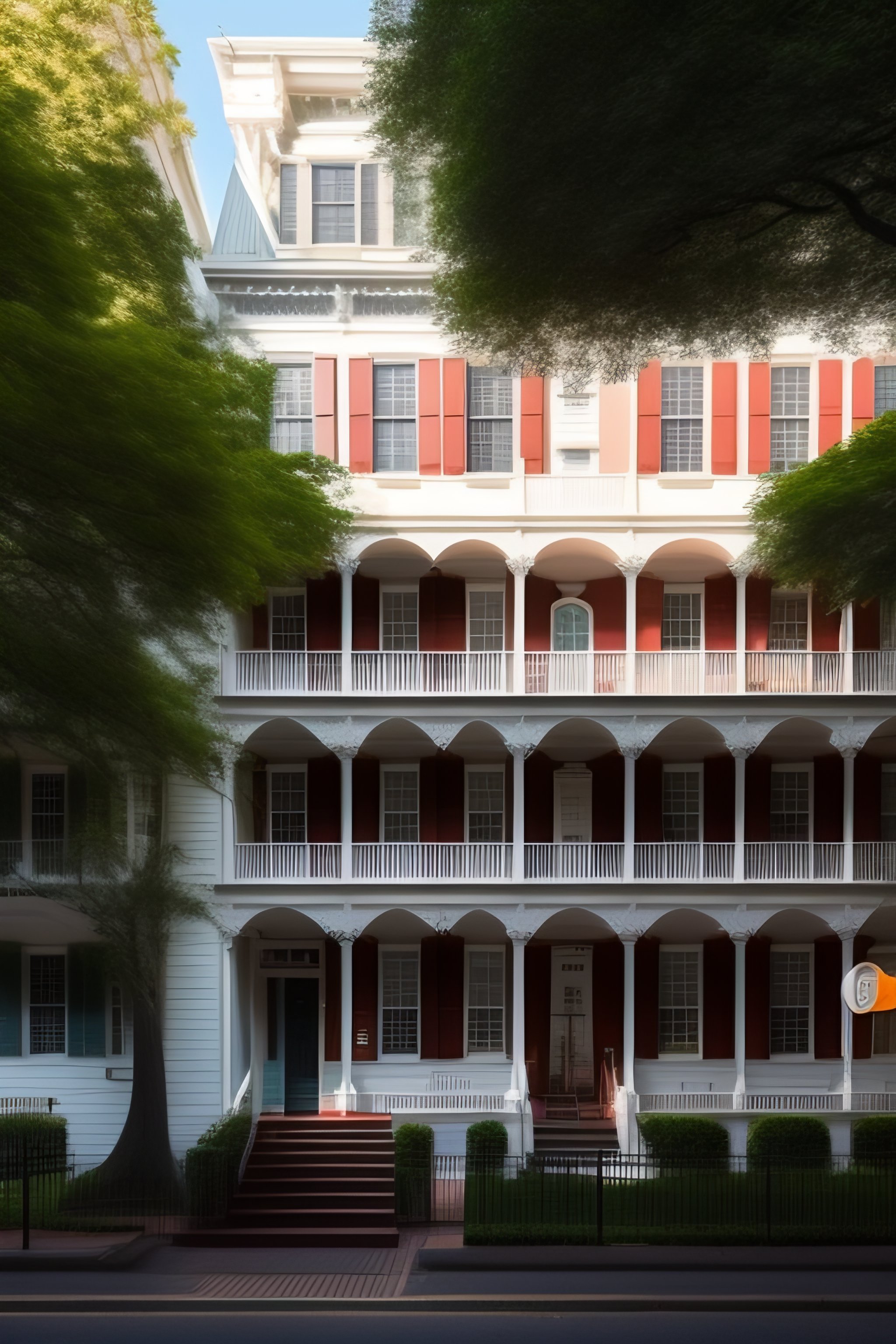 Lexica - 3 story building in colonial style in pedestrian street trees
