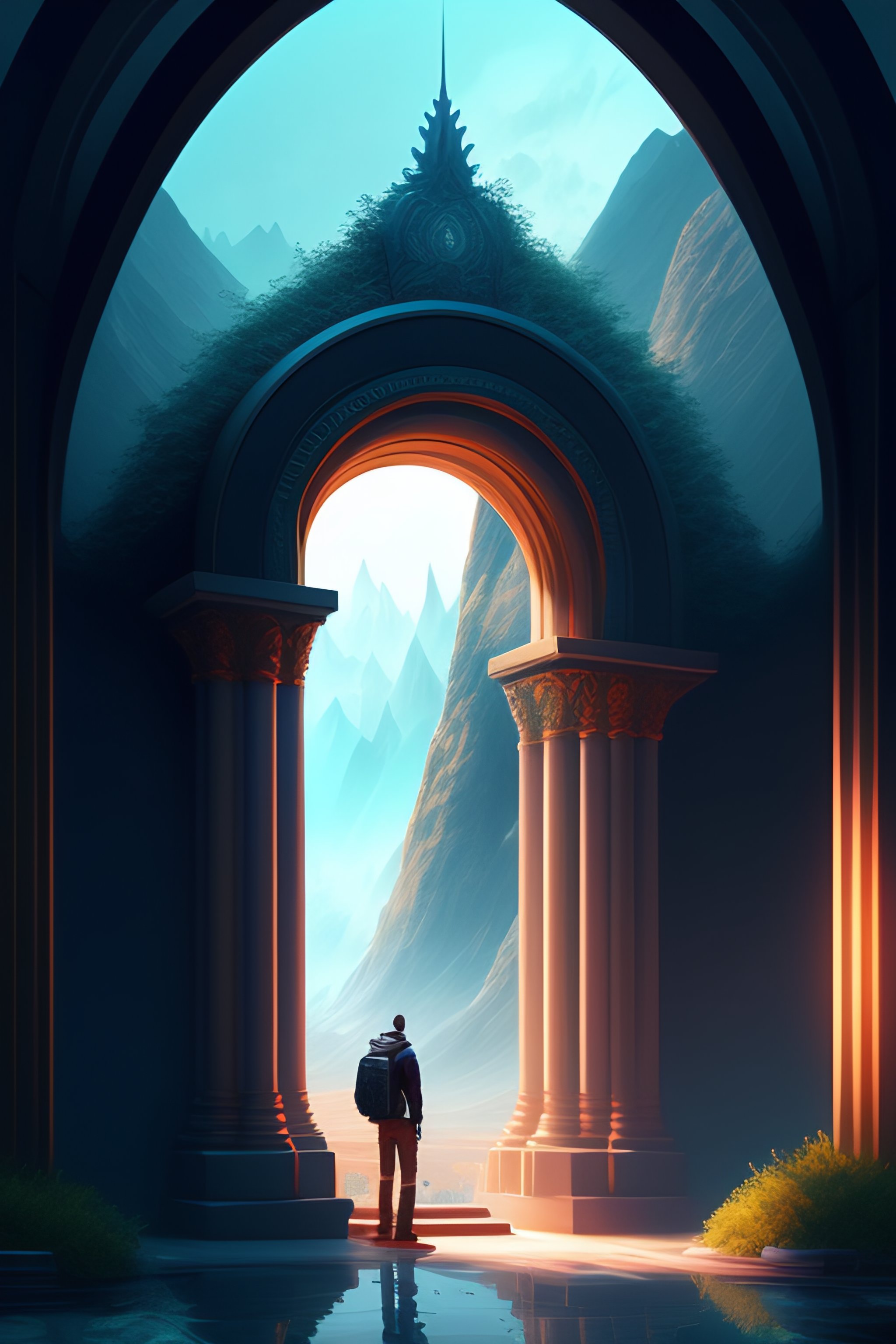 Lexica - A man looking at a dimensional portal in the hidden data ...