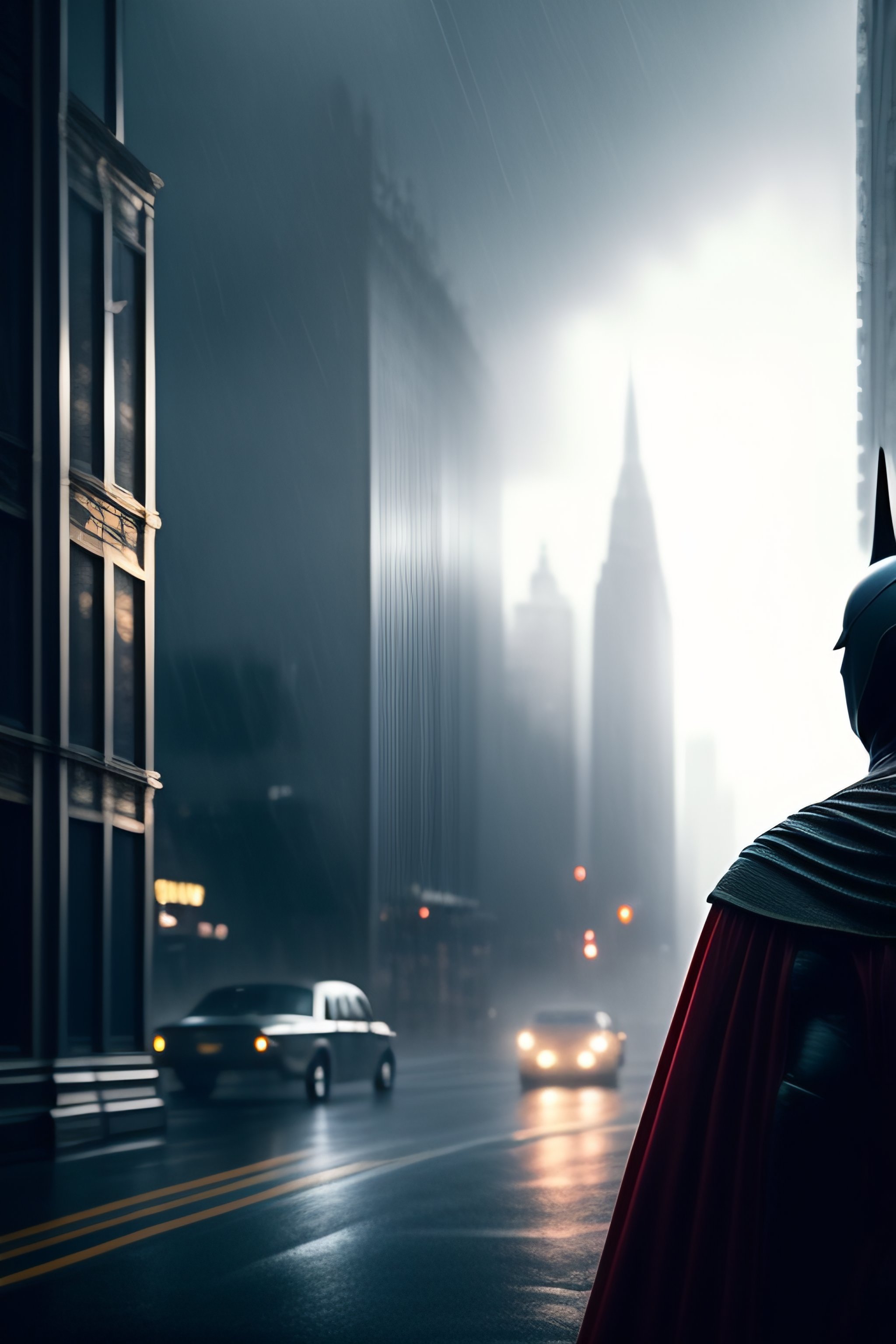 Lexica - 1950 , batman vs spiderman, film poster, grain, cinematic, fog ...