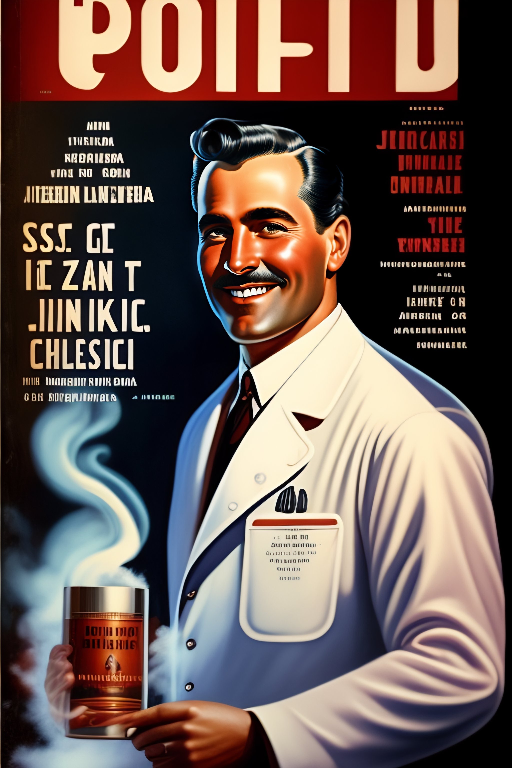 Lexica - 1945 pulp magazine poster of a middle aged man doctor in a ...