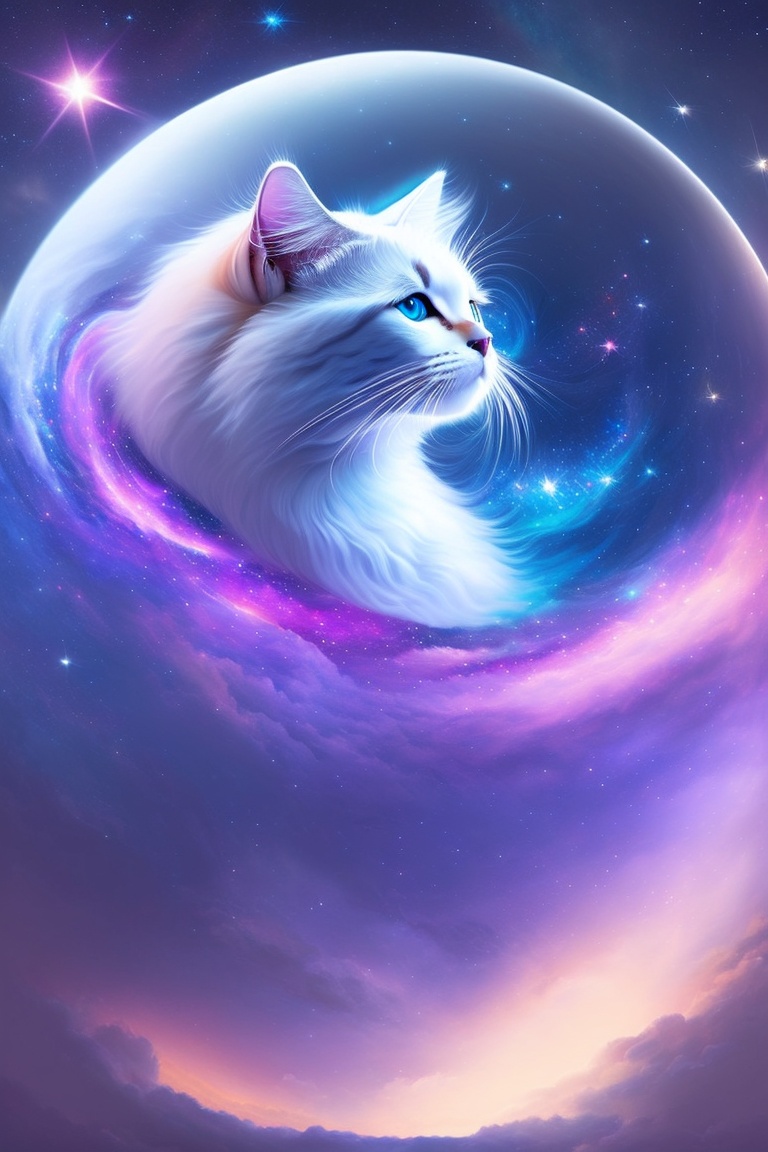 Lexica - In the cosmic expanse, a stunning tableau emerges. A galaxy ...