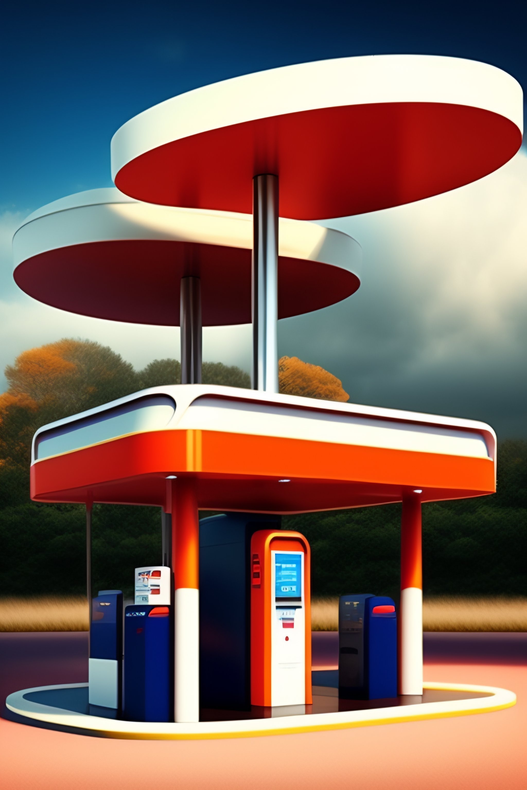 Lexica - Futuristic service station renewable low carbon fuels white ...