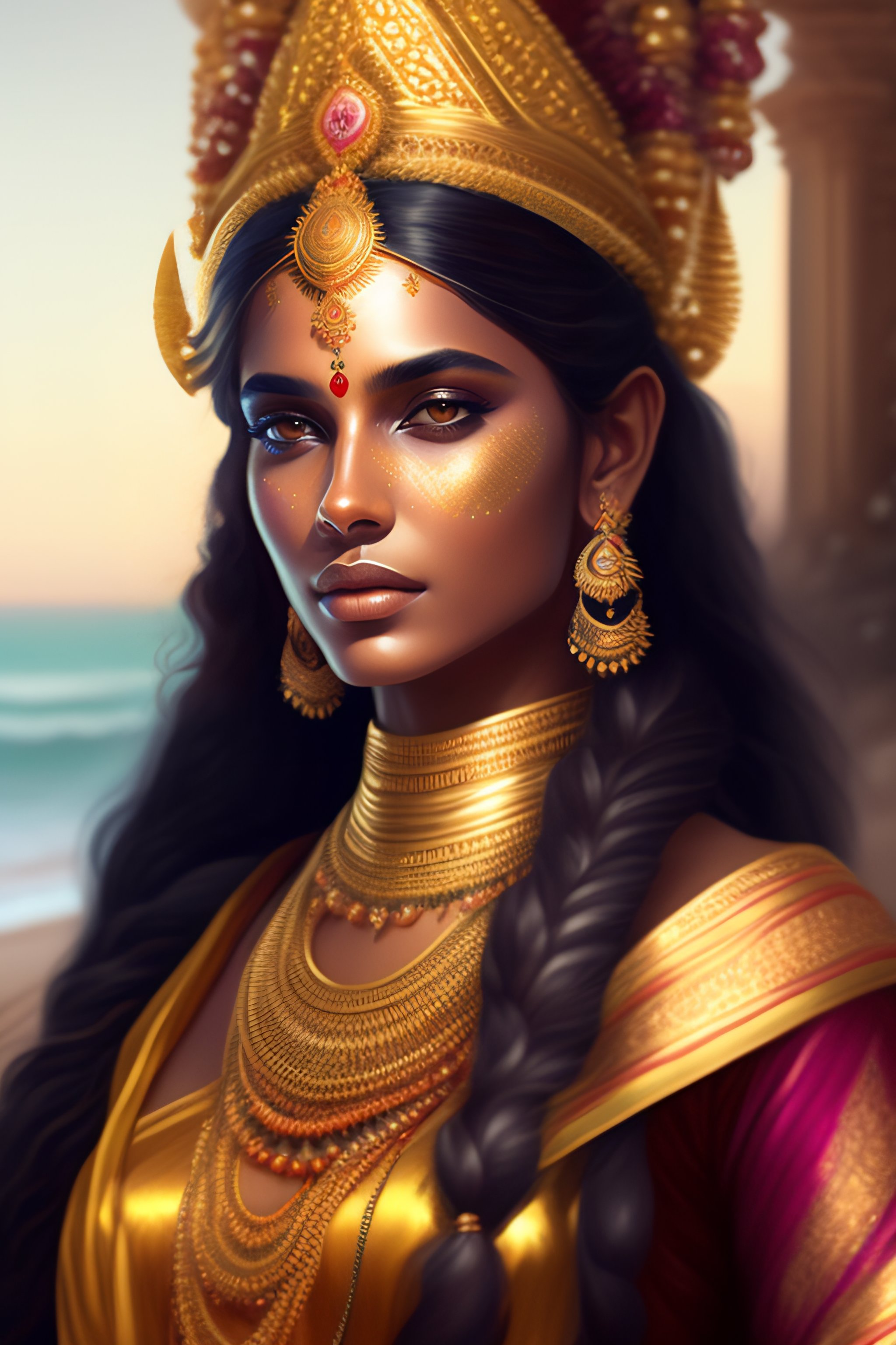 Lexica - Beautiful hindu godess wearing Highly ornamented golden hindu ...