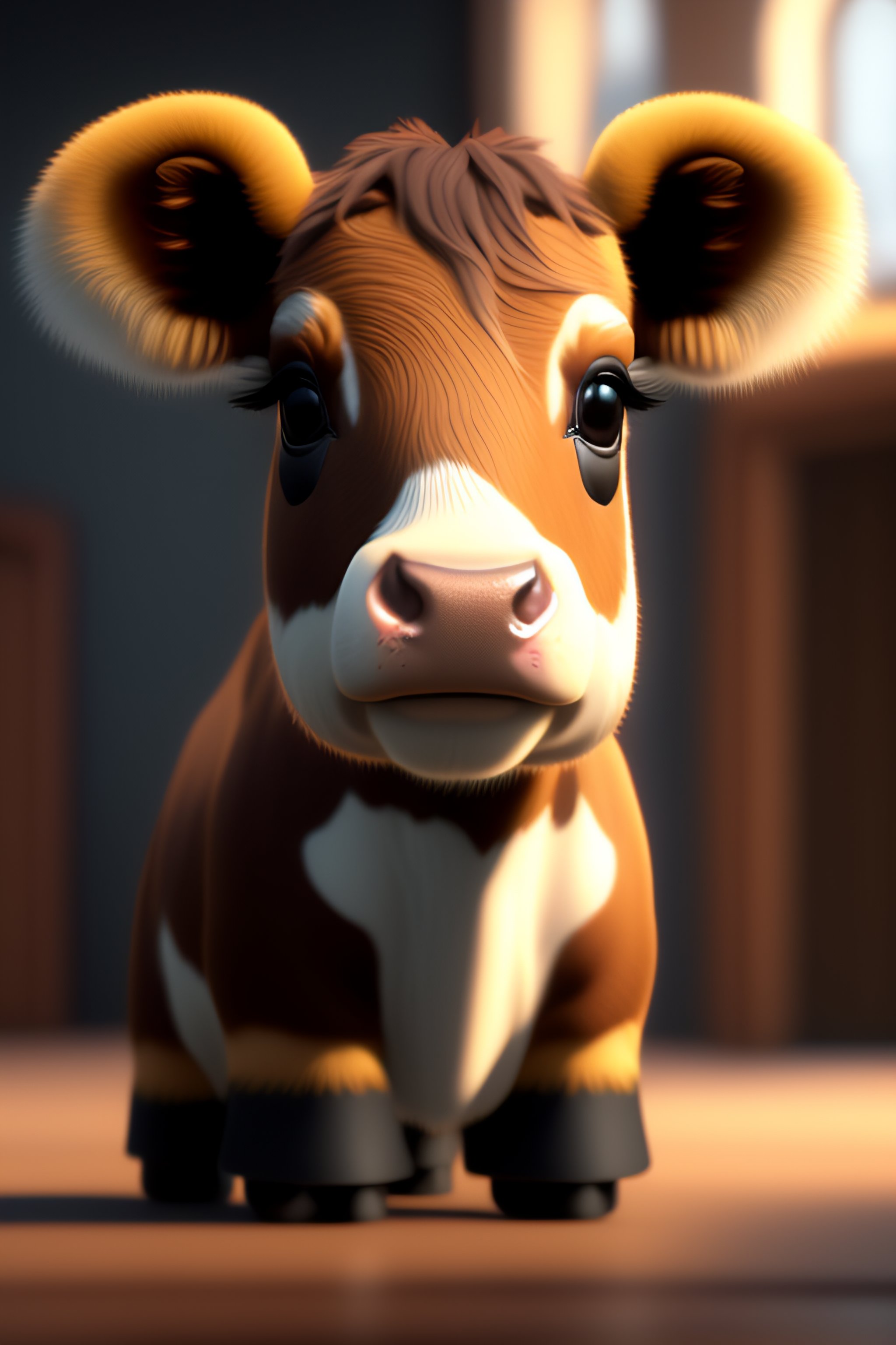 Lexica - Cute small shetland cow waving at me and smiling greeting me ...