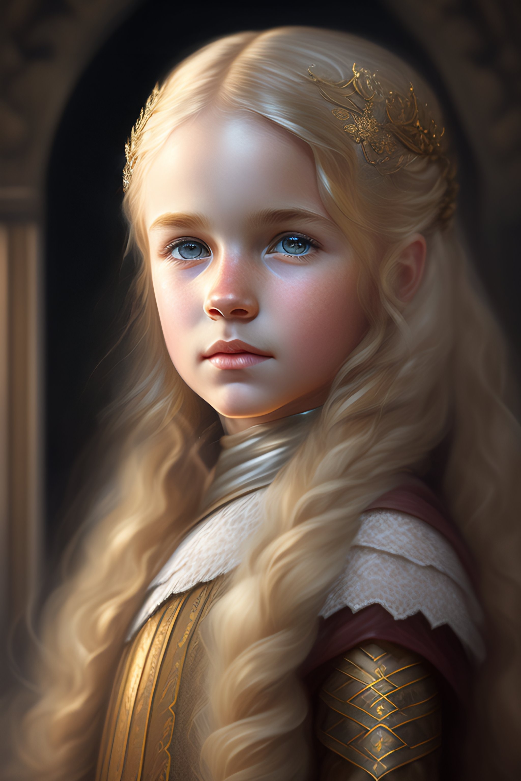 Lexica - Portrait of medieval english young queen child blond hair ...