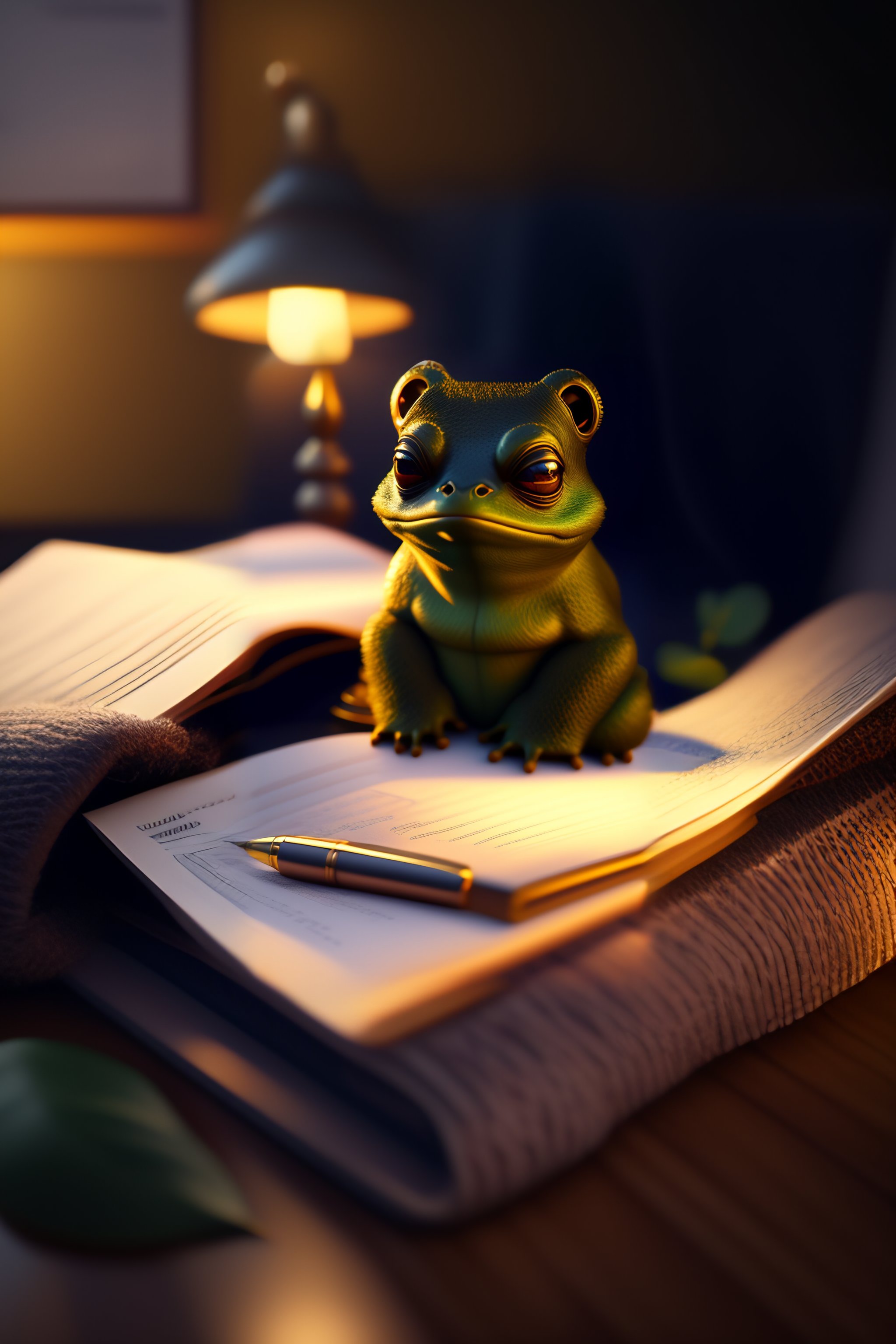 Lexica - An exhausted pepe the frog commiting tax fraud, paperwork ...