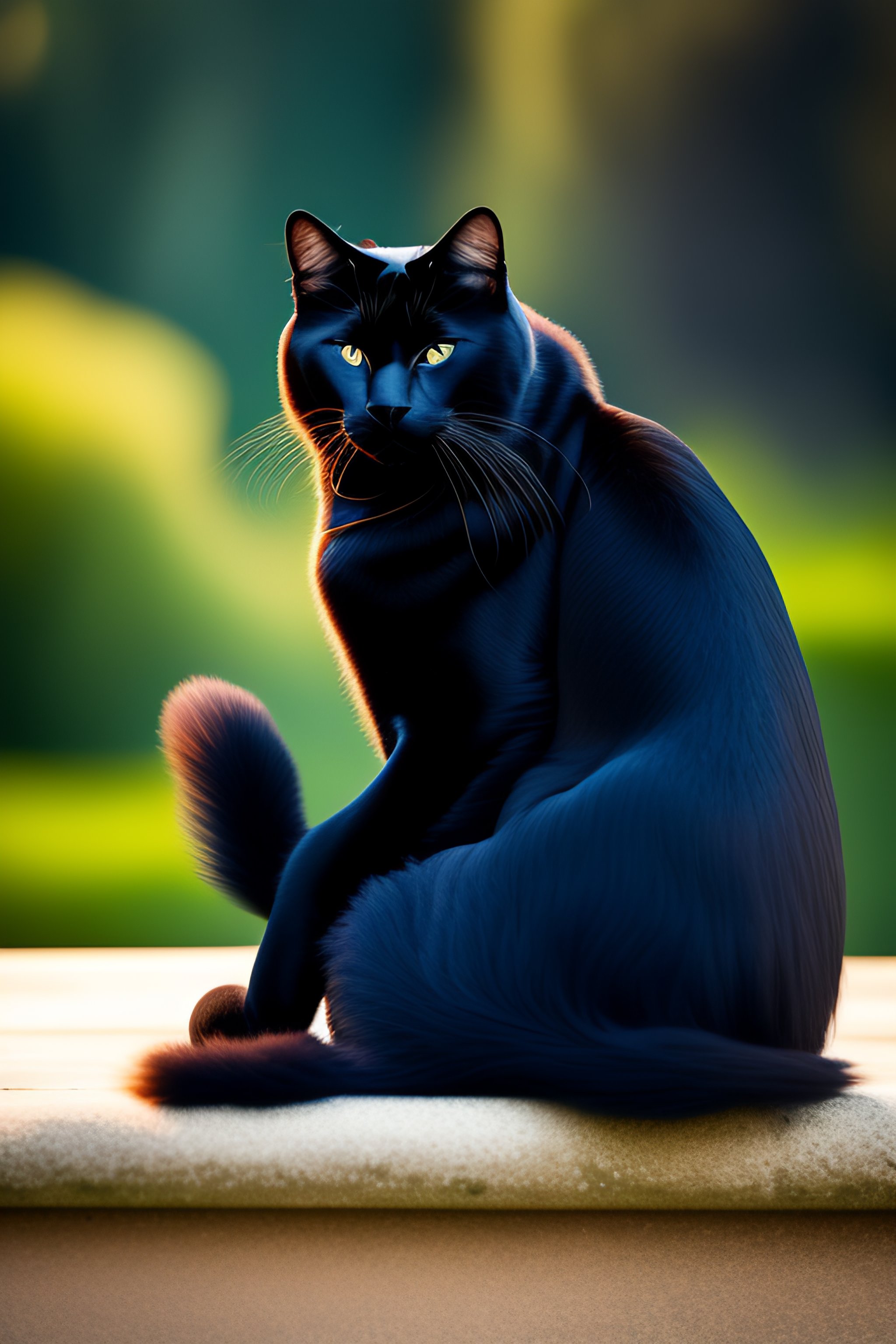 Lexica - A man sitting on a flying black cat