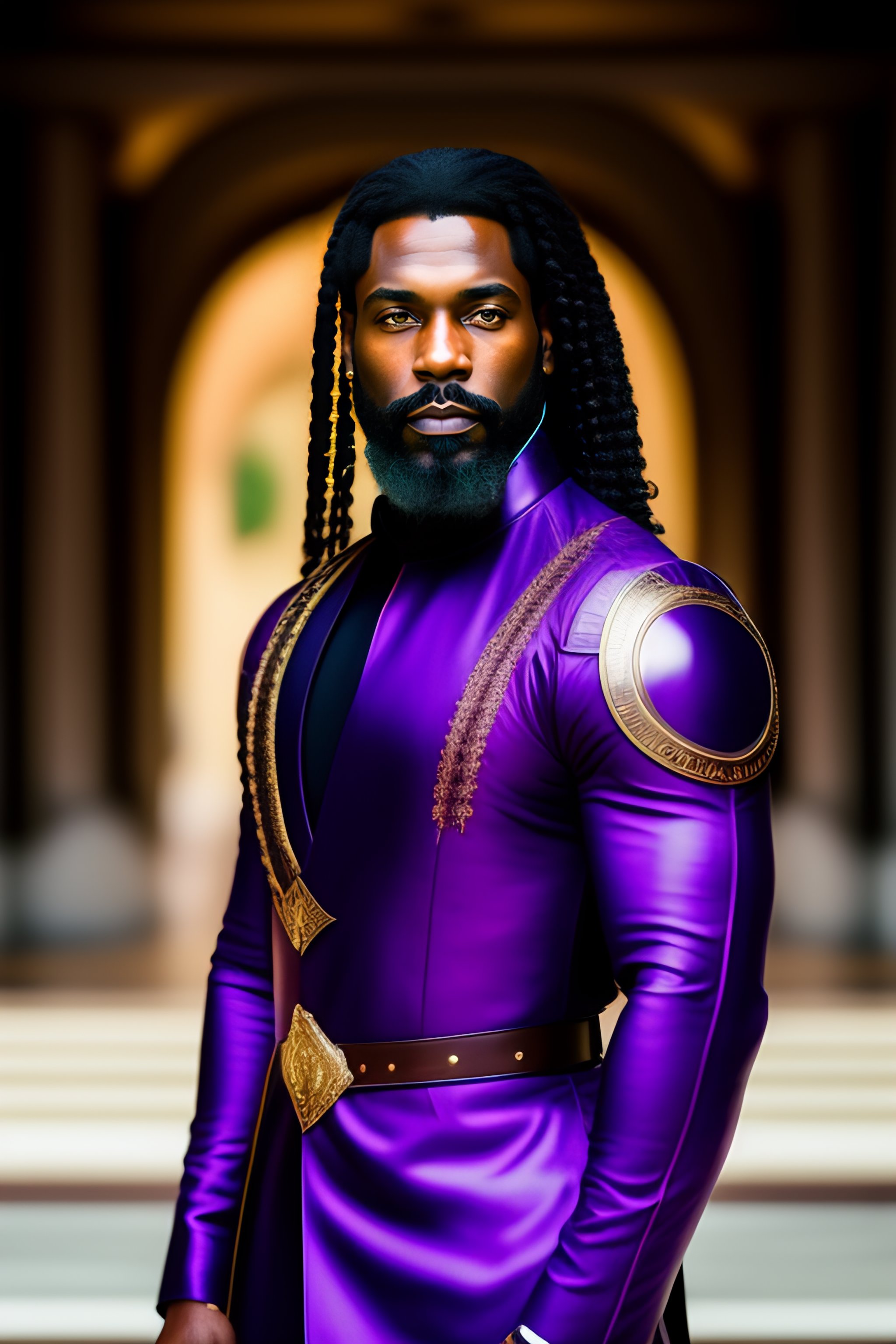 Lexica - A portrait photo of a deep black man with brown green eyes ...