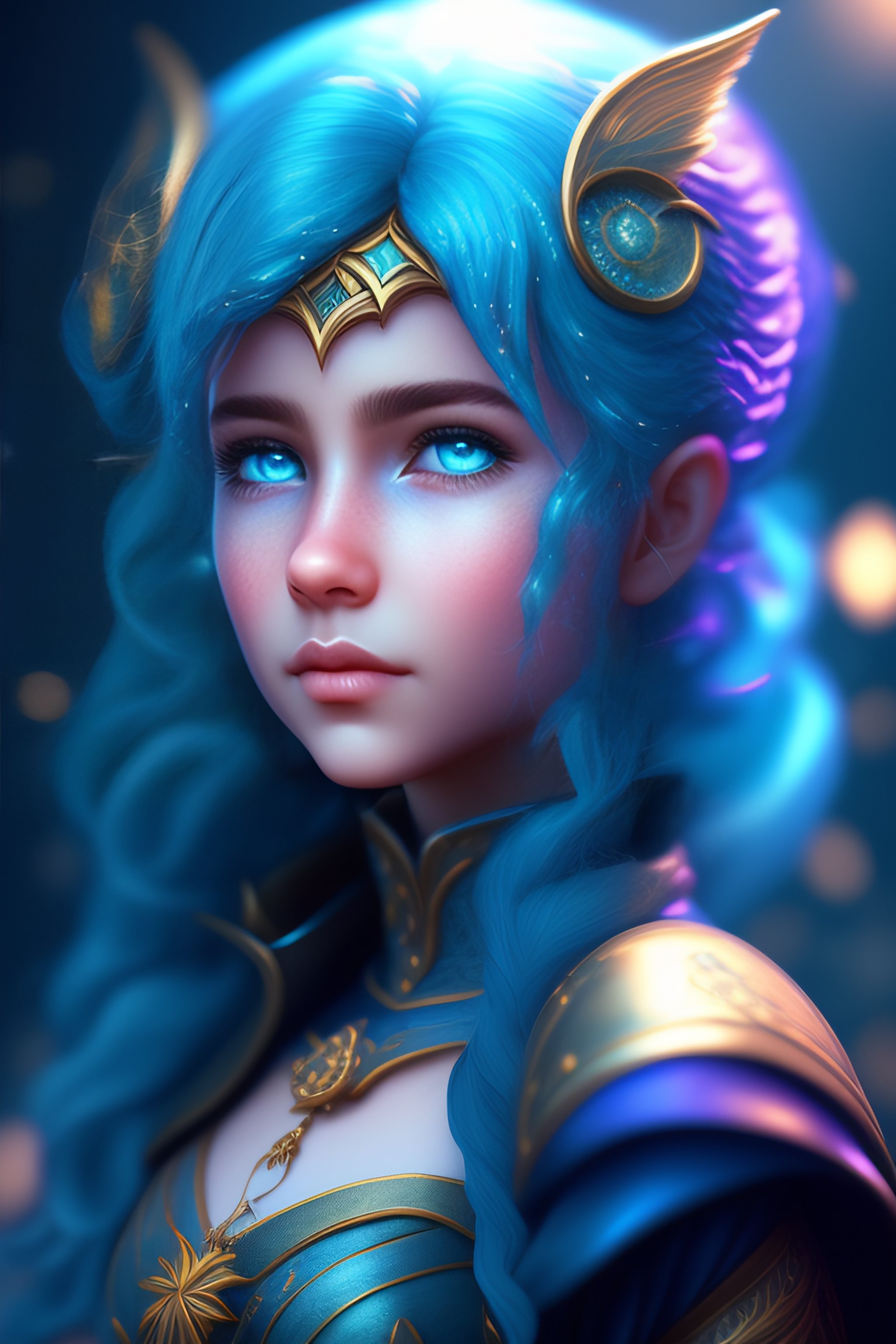 Lexica - Little blue girl Pixie stormblessed fantasy art 4k