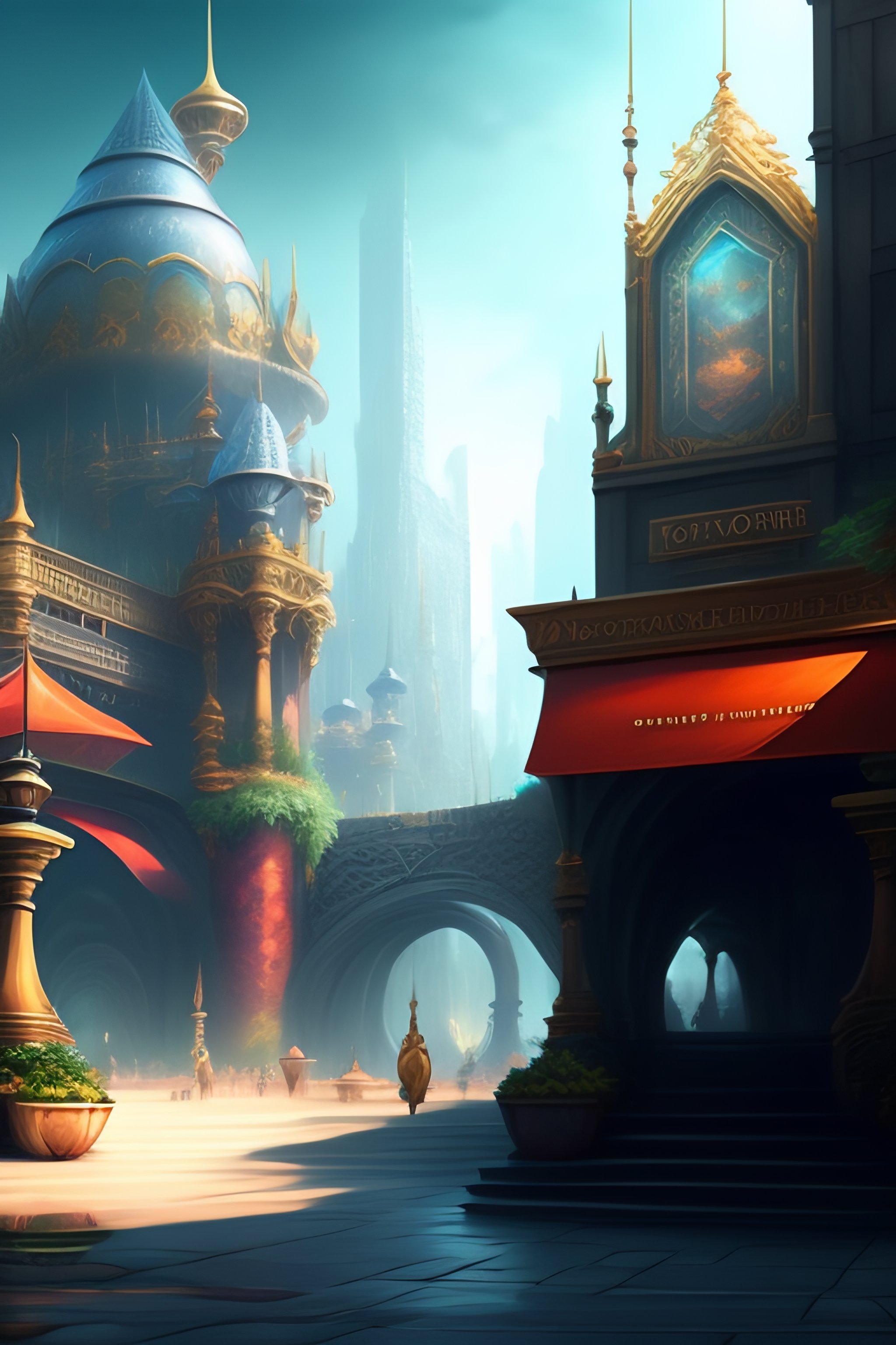 Lexica - Fantasy background, concept art, matte painting, city square