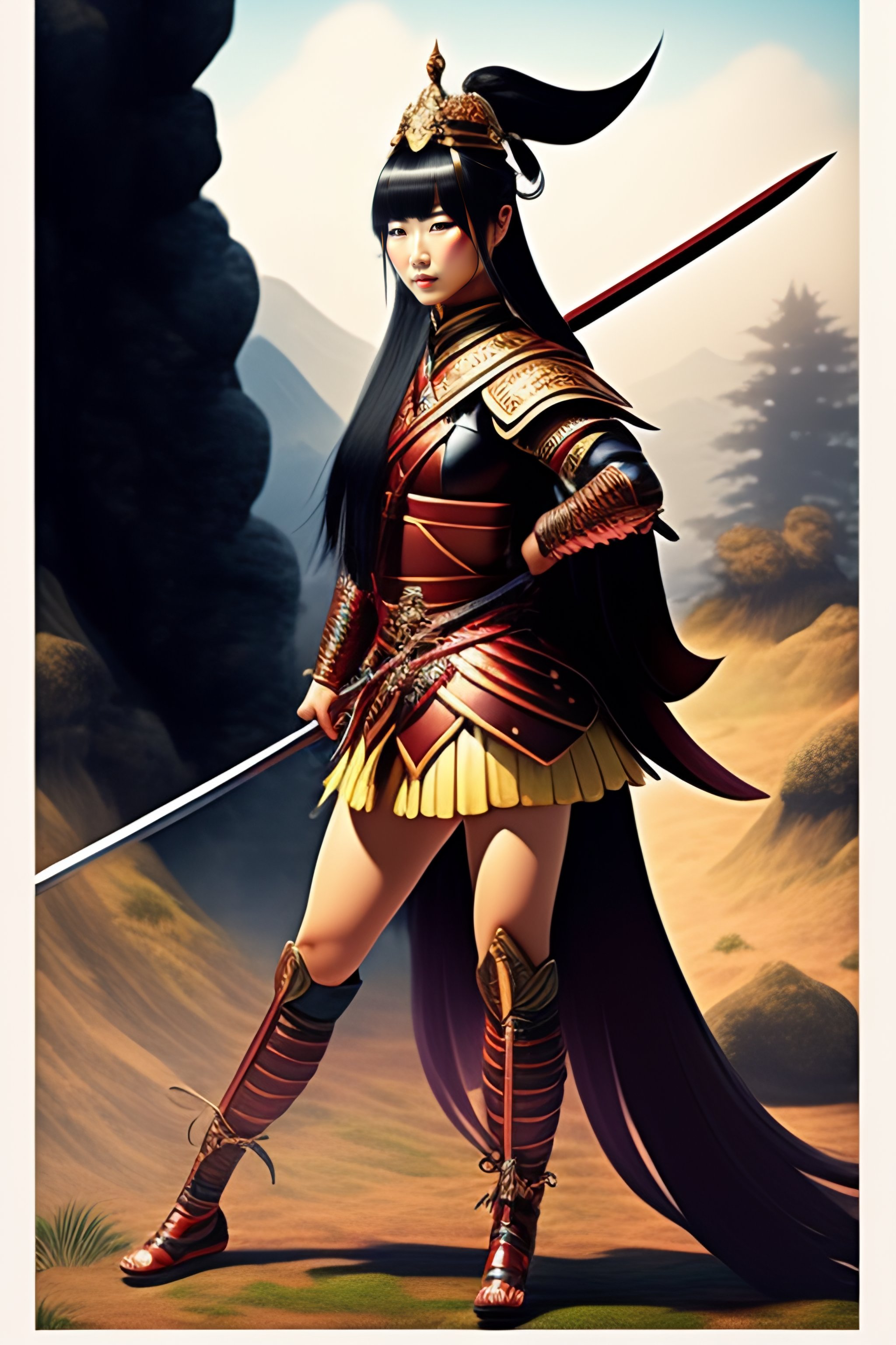 Lexica - Japanese warrior princess with naginata cartoon manga