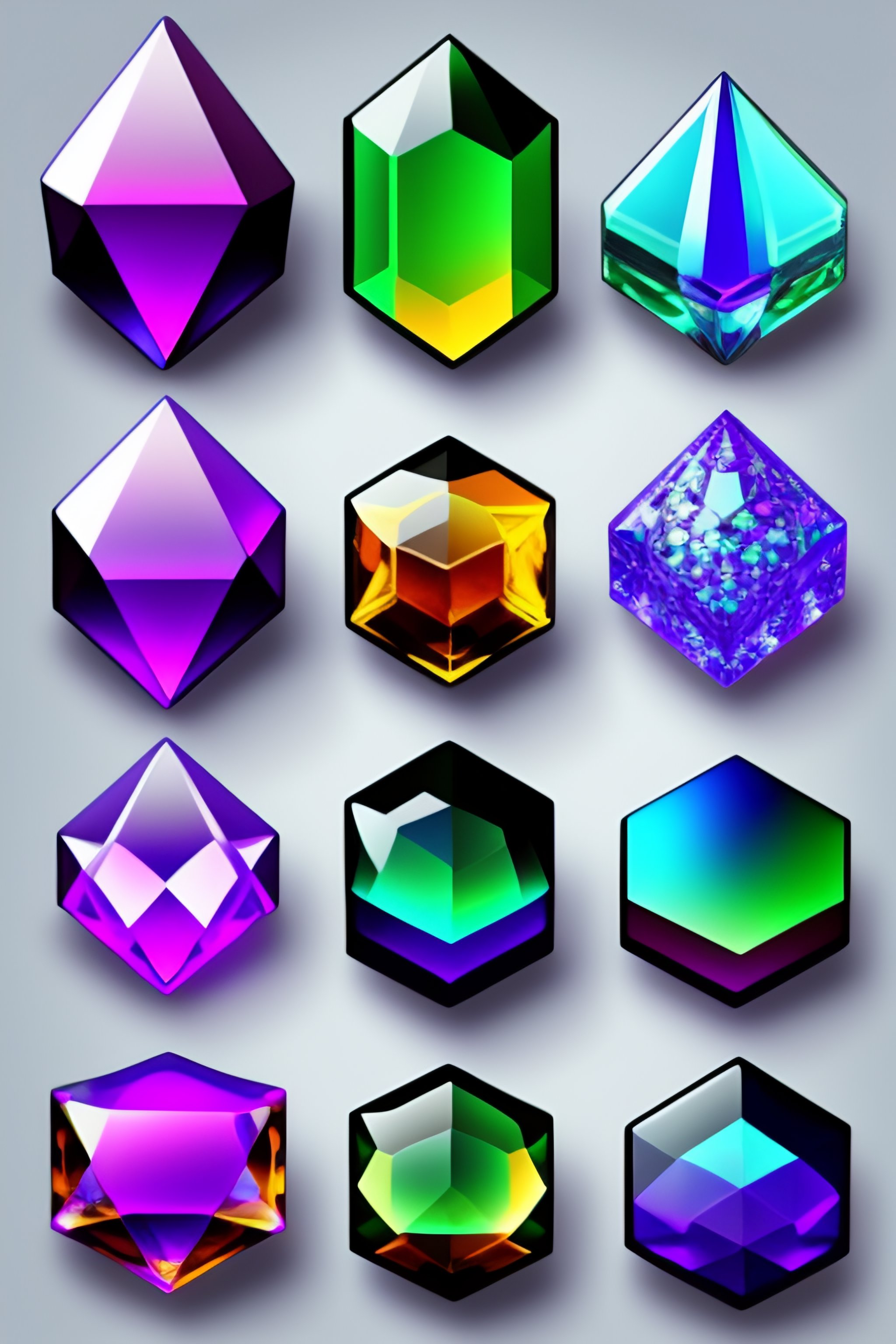 Lexica - Design sheet of various magic gems and crystals, prismatic