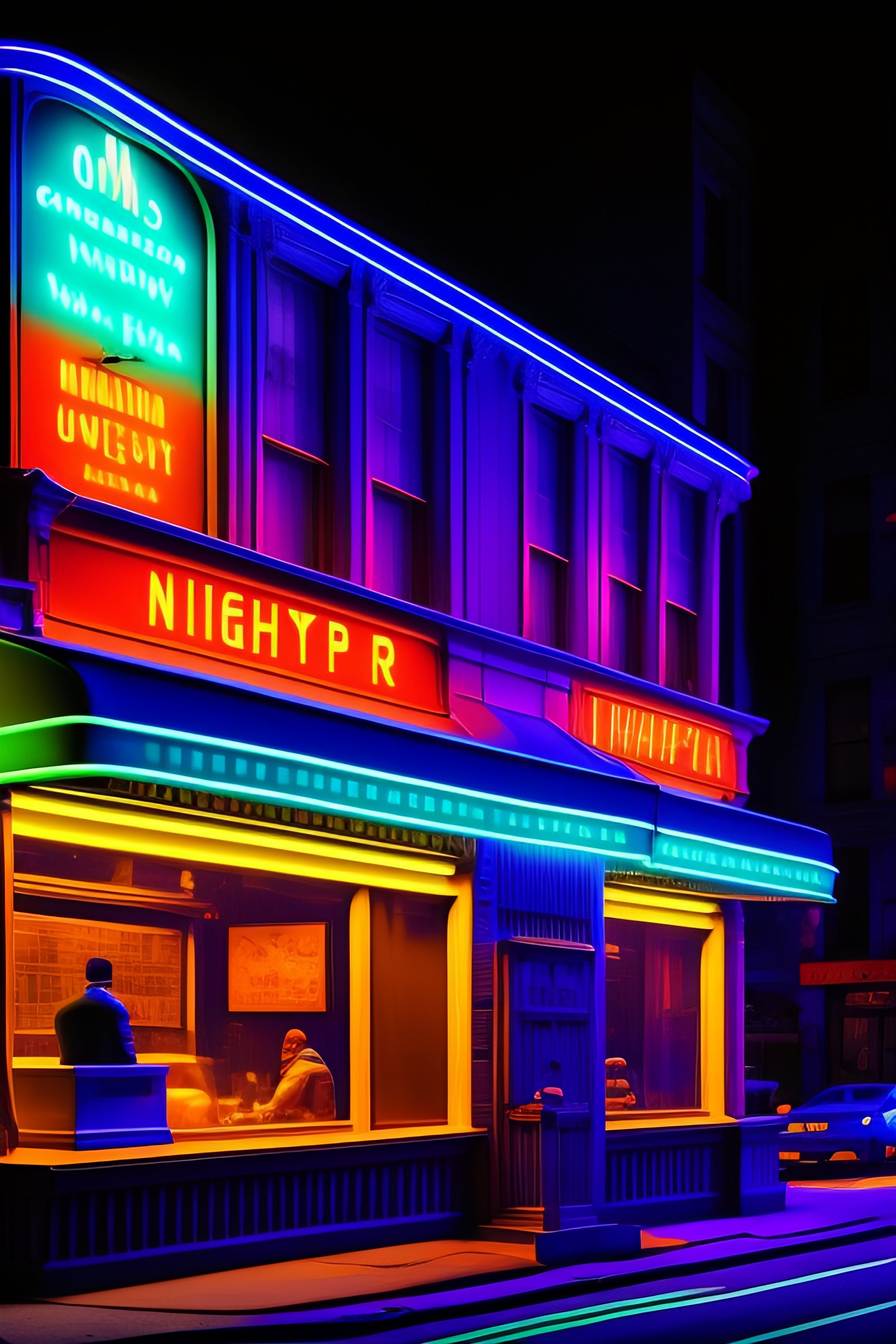 Lexica - Edward hopper style, nighthawks , modern city of new york ...