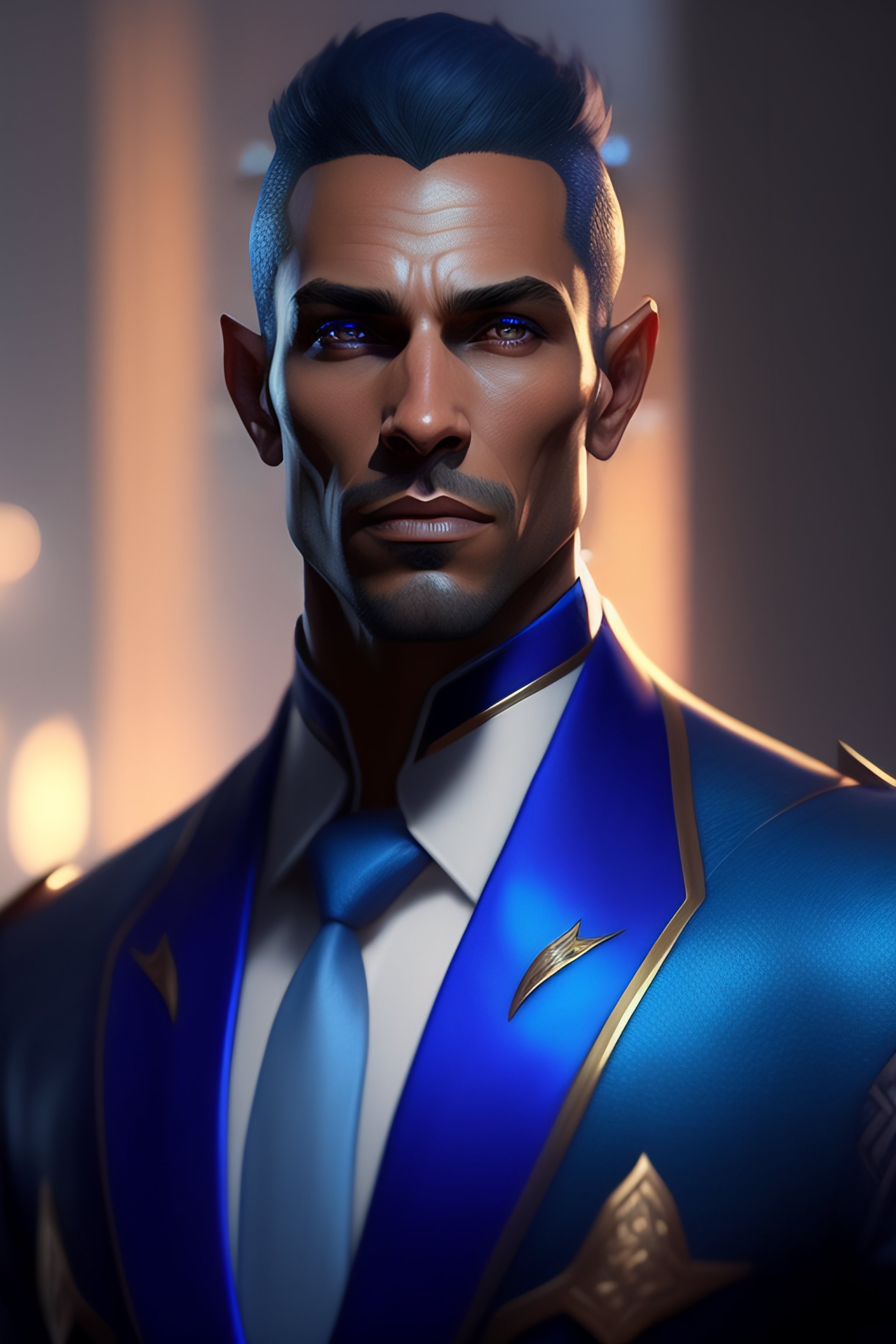 Lexica - Male blue elf, scaled skin wearing aged suit, from d&d by greg ...