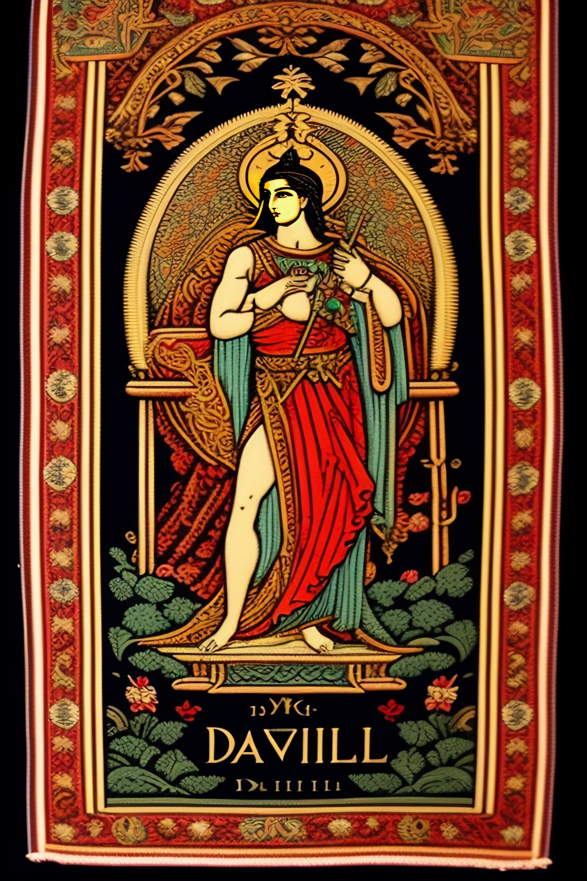 Lexica - Antique tapestry of the marseille tarot devil card