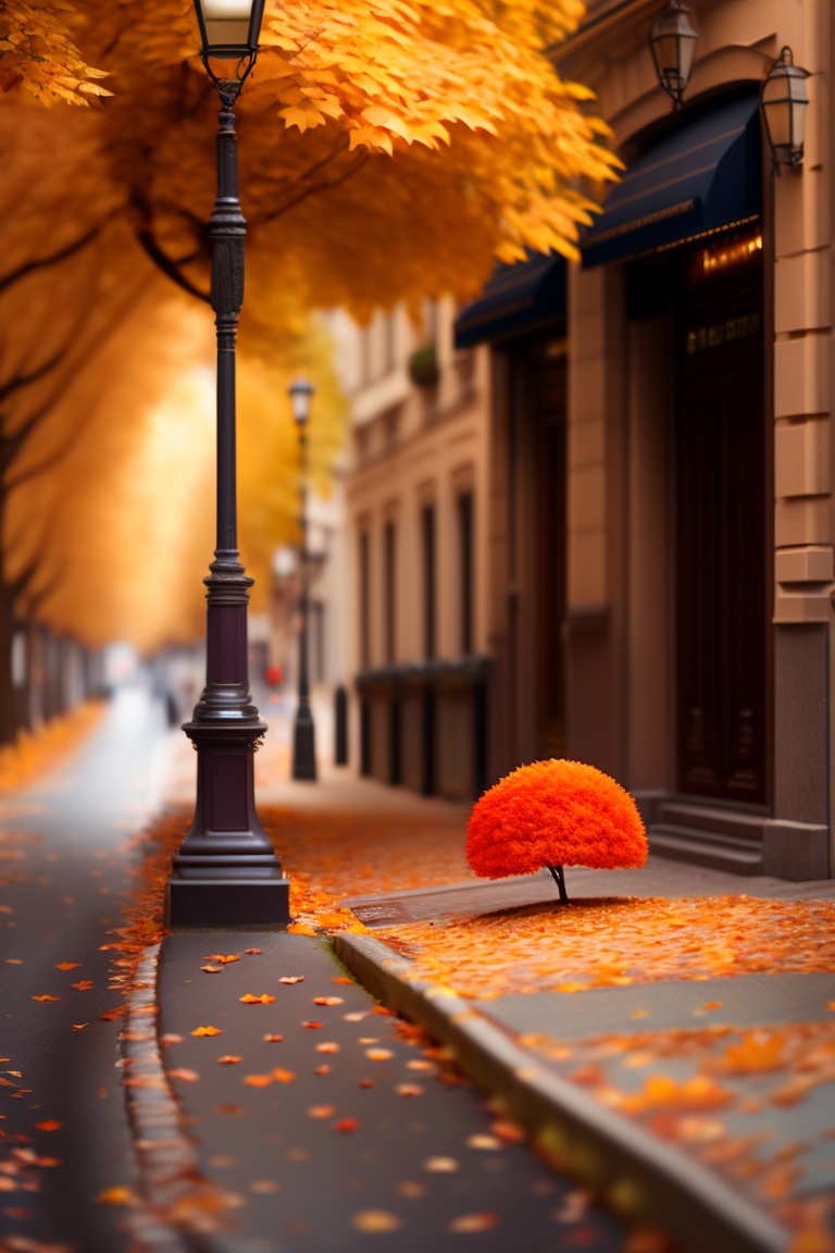 Lexica - Street,sidewalk,fag,fall,maple tree,Paris,