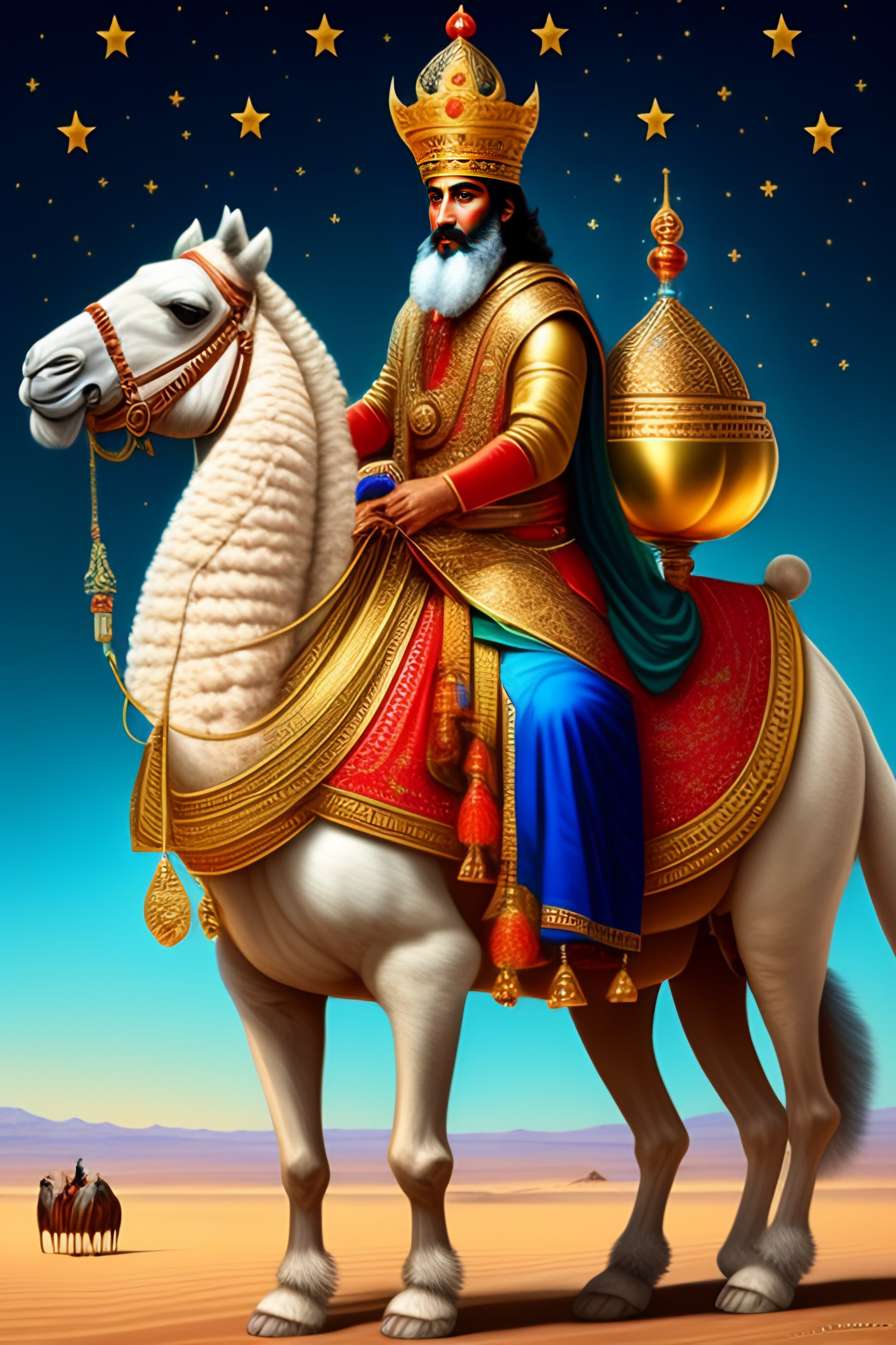 Lexica - Image of Melchor the magician king with a white beard, he is ...