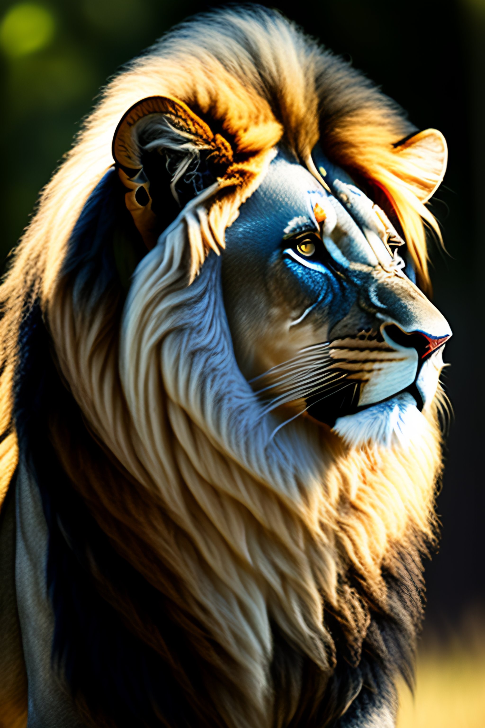 Lexica - Portrait of a completely gray male lion