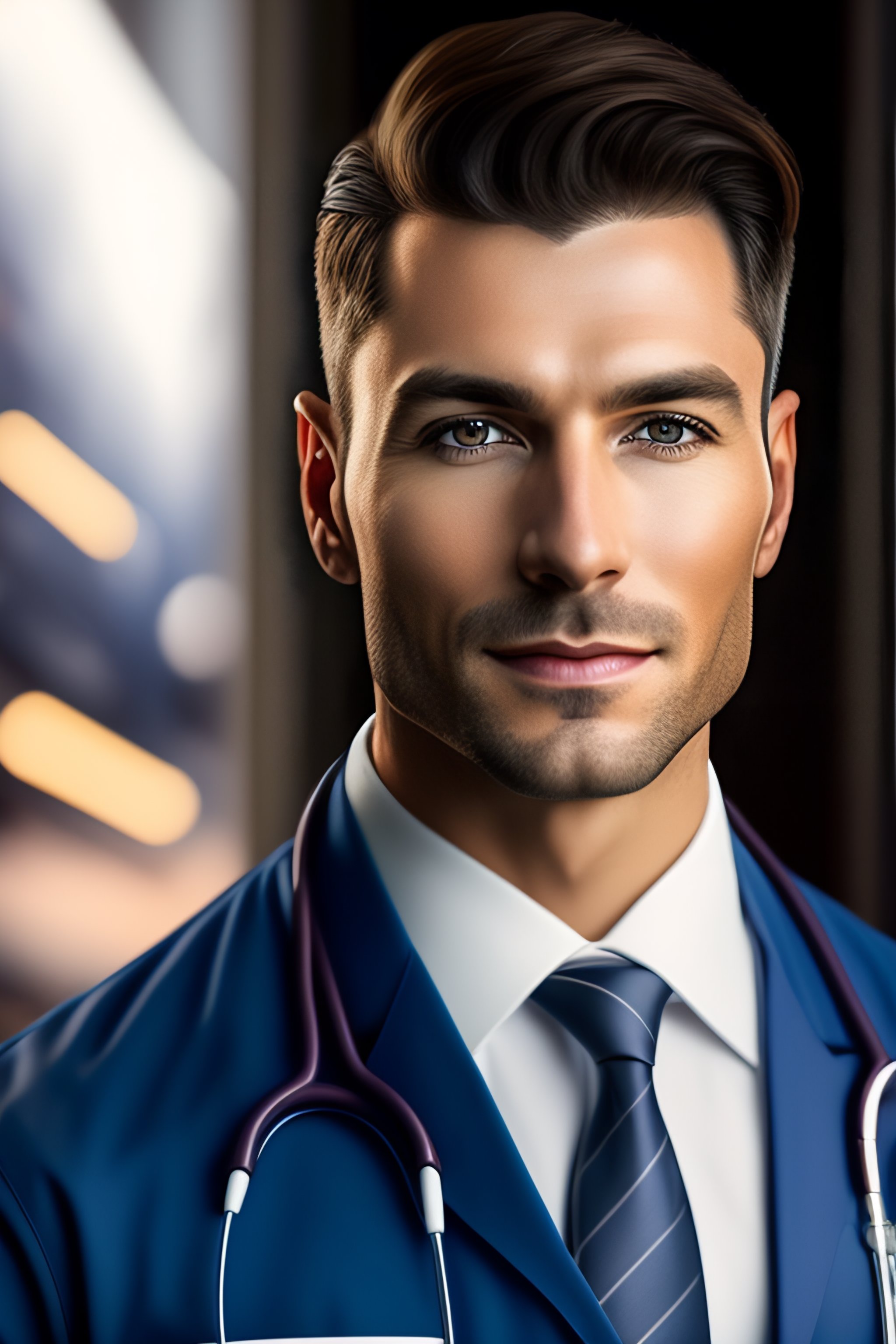 Lexica - Photo of a realistic experienced German doctor wearing a ...