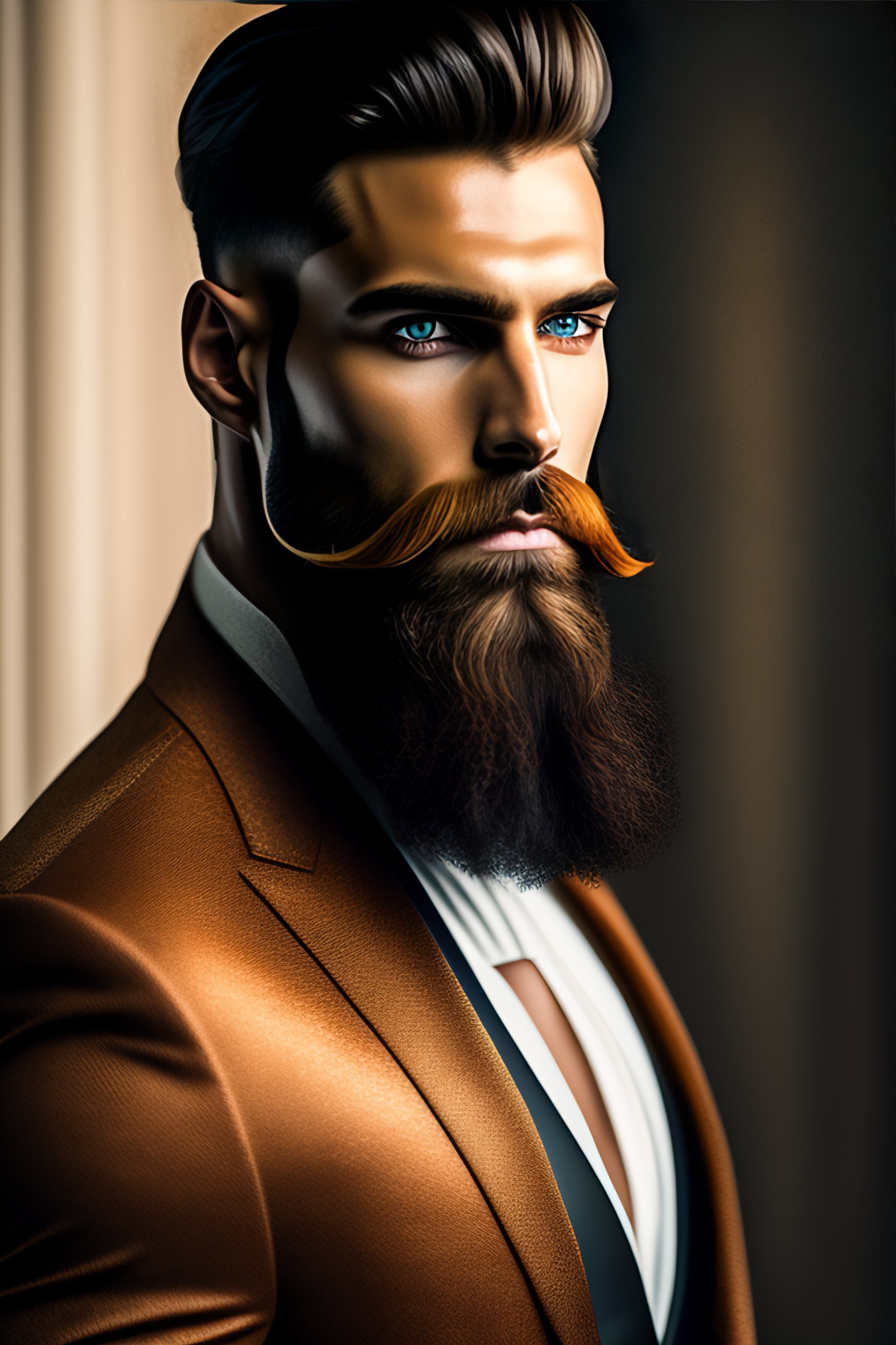 Lexica - 4k photo tall handsome model super beard