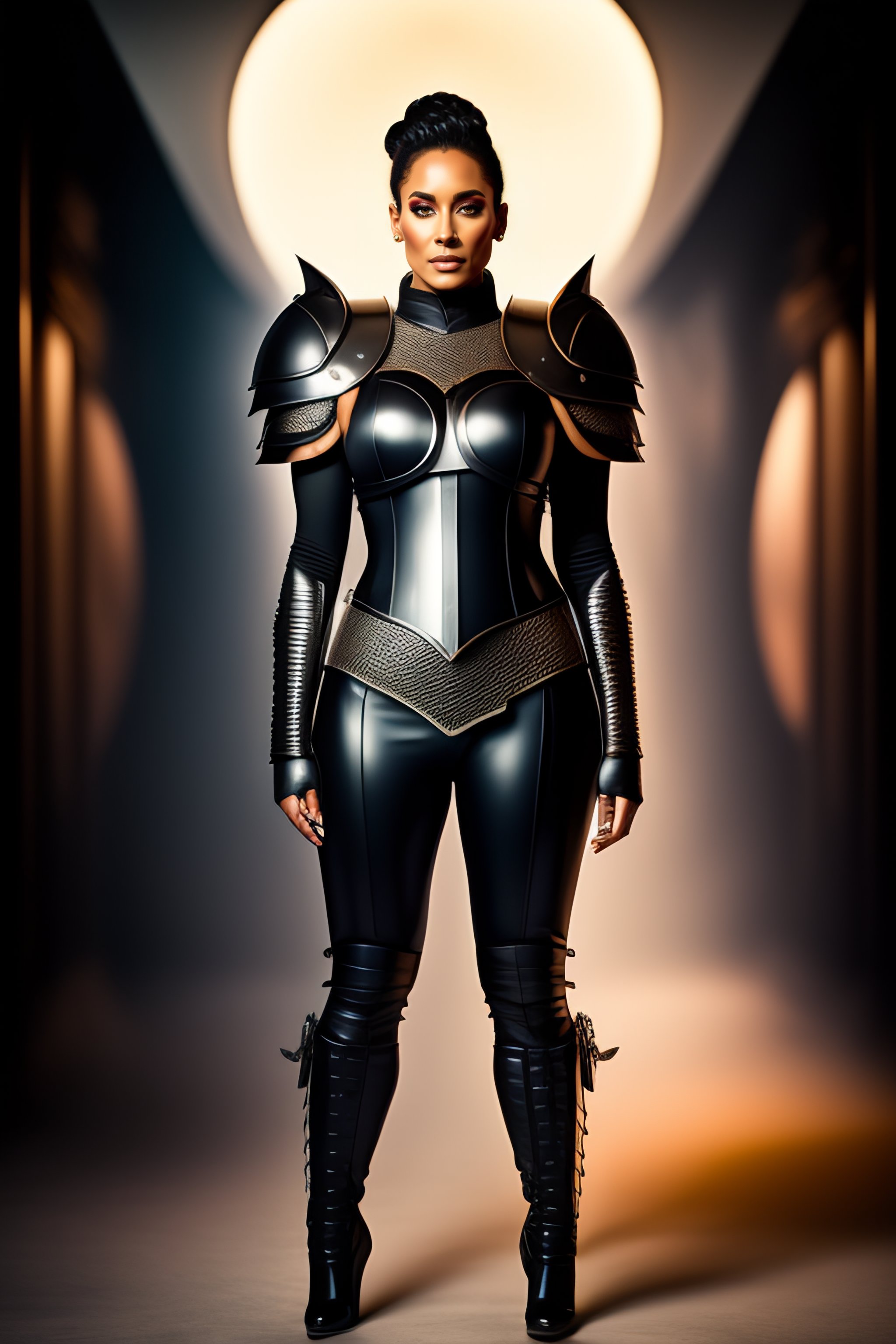 Lexica - Full body portrait, woman, full body leather armor