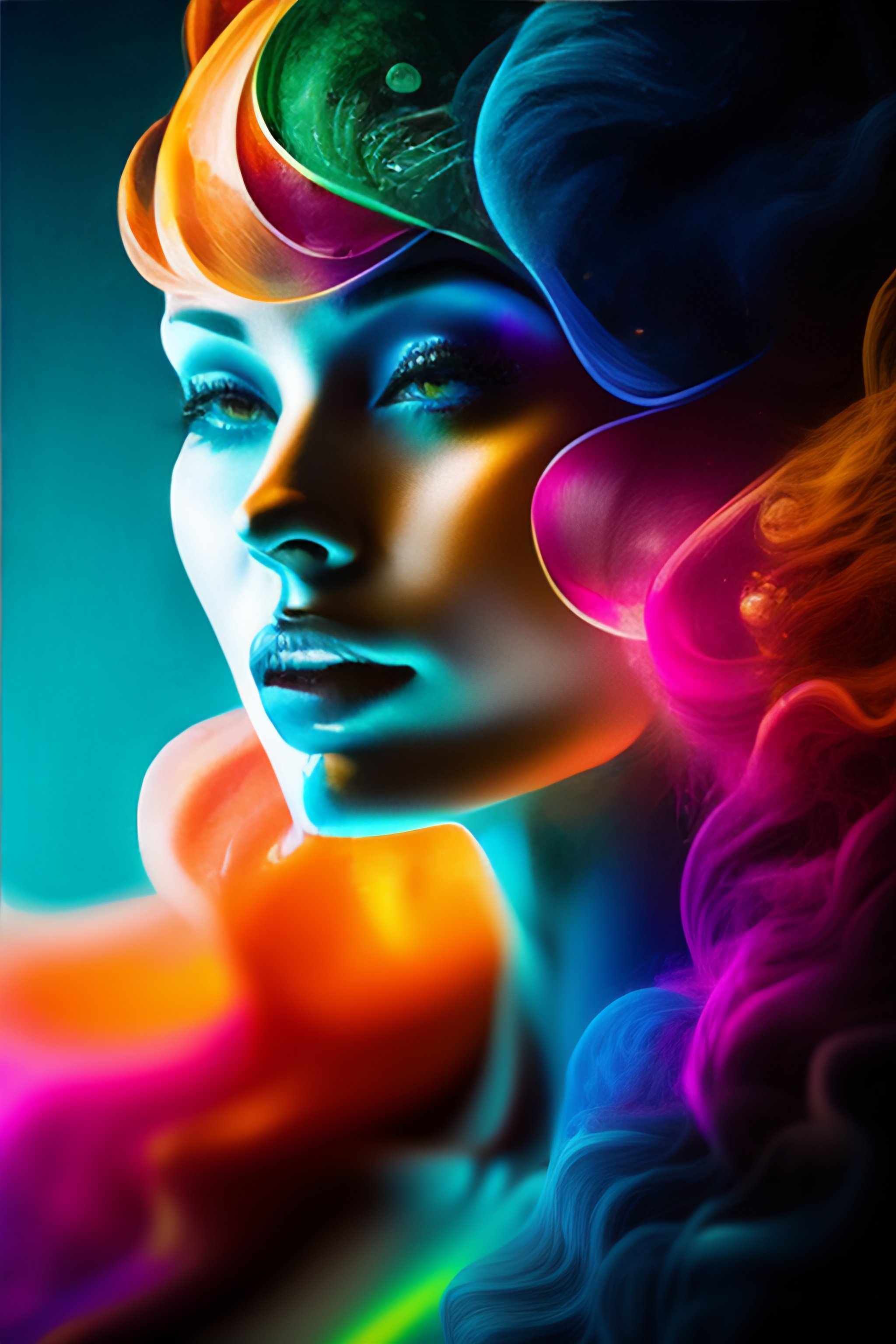 Lexica - Underwater ink art of A person glowing from the inside ...