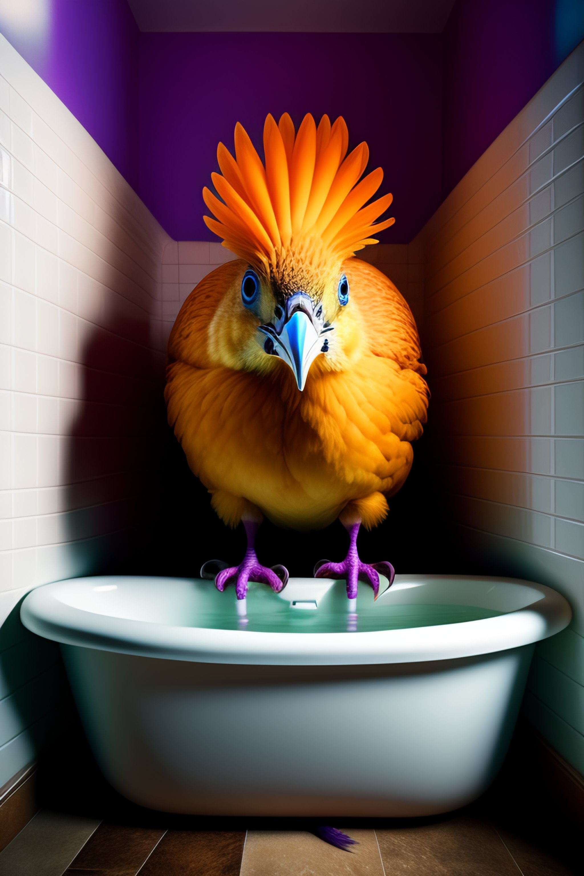 Lexica - The bathtub chicken was a monstrosity to behold; its feathered ...