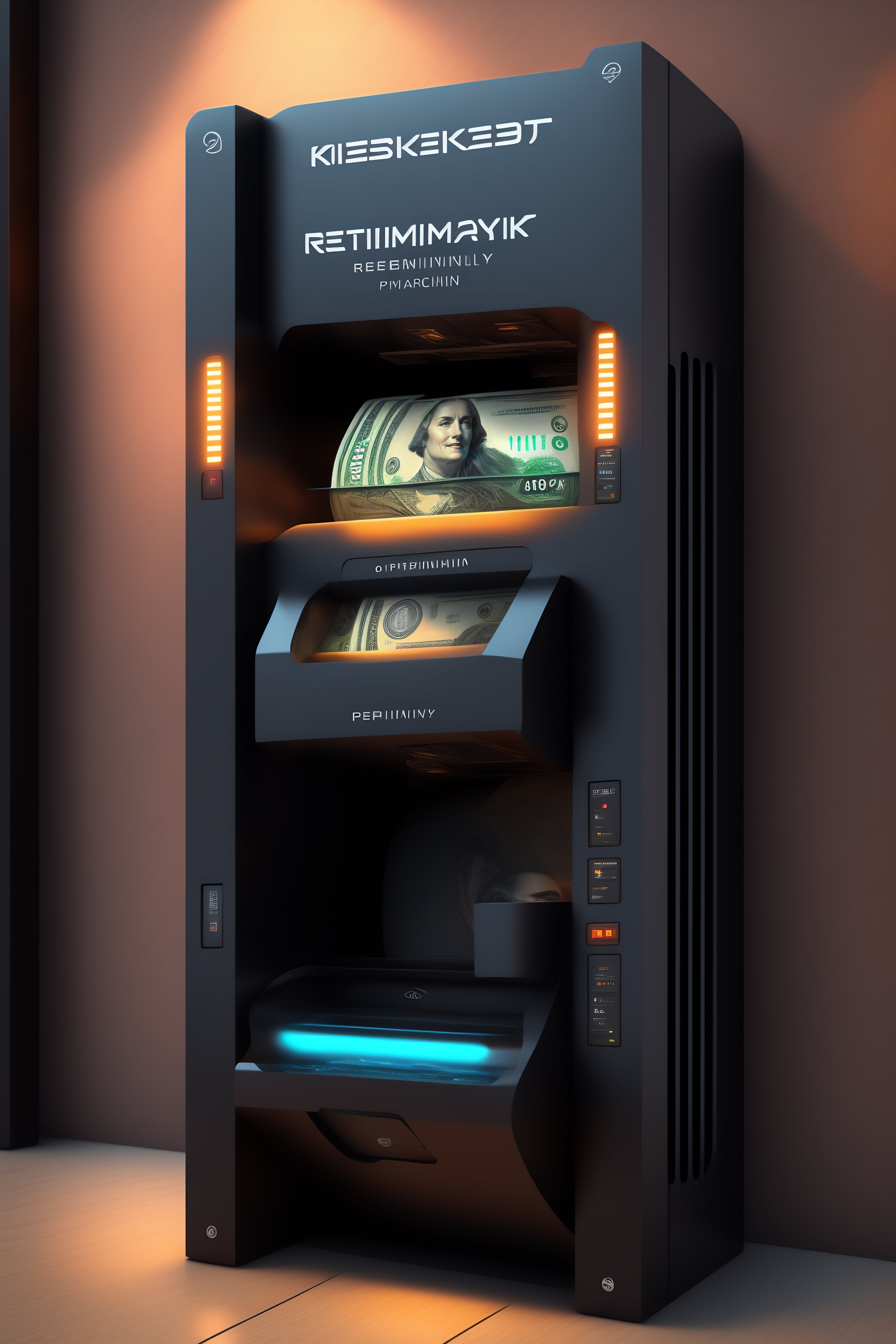 Lexica - Realistic, cyberpunk, printing money machine