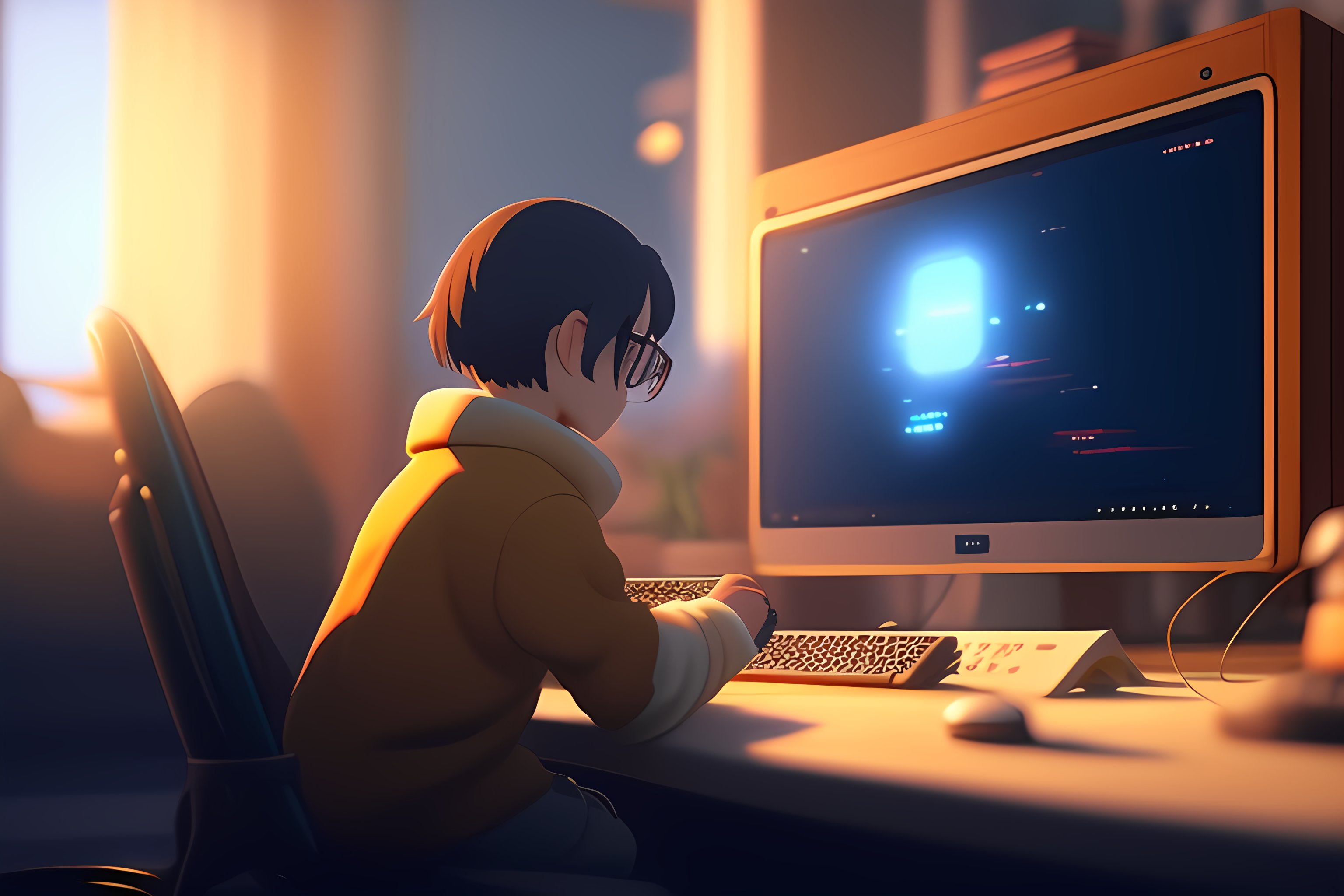 Lexica - A nerdy pug is programming at a computer in a room full of ...