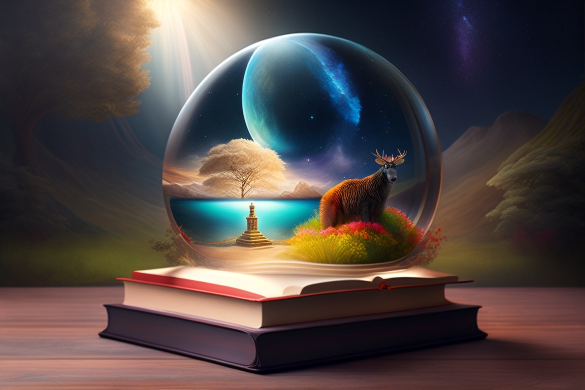 Lexica - Visualize a mesmerizing scene where a book stands open on a ...