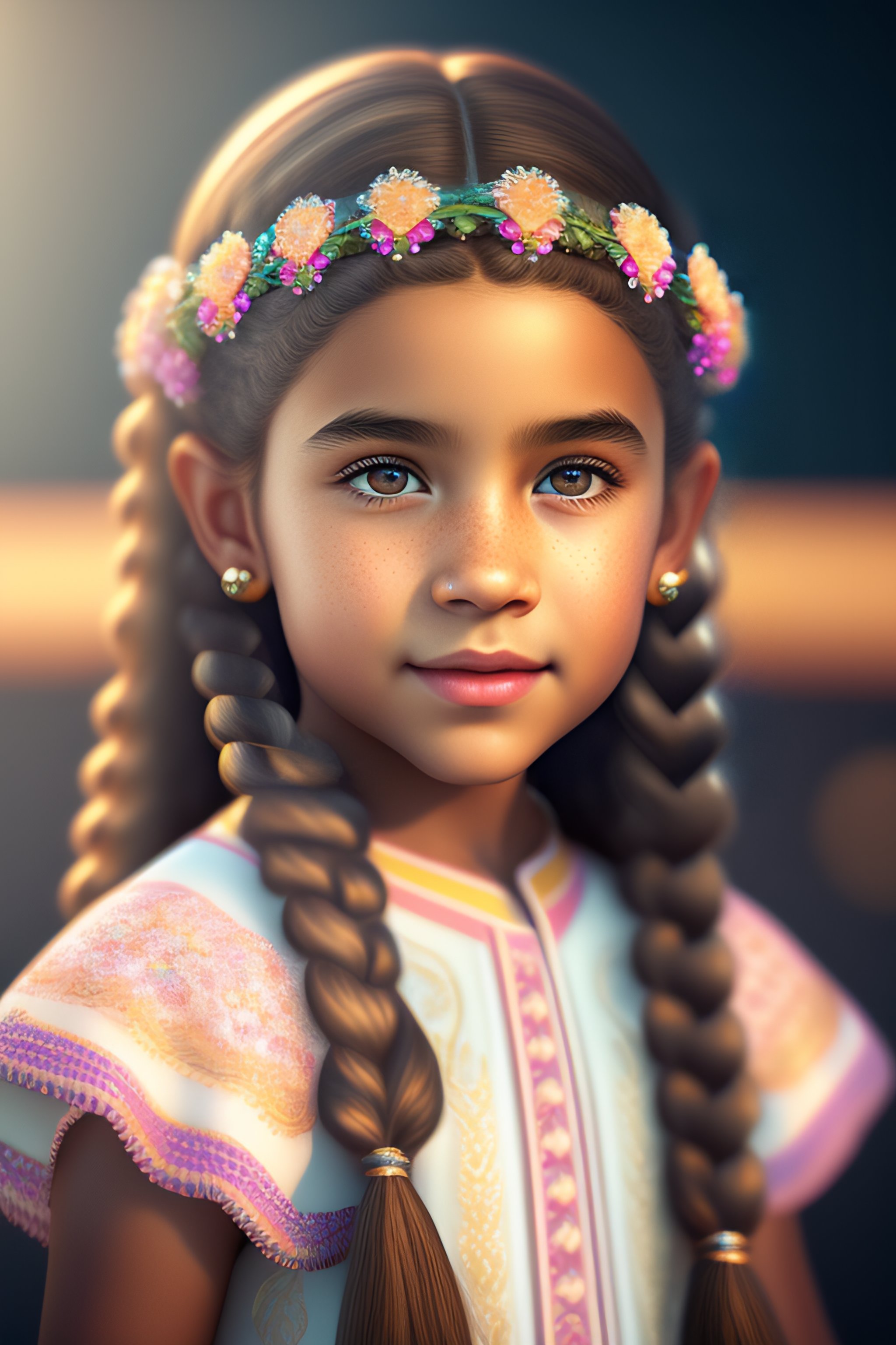 Lexica - Photo realistic closeup portrait of sweet little girl, braided ...