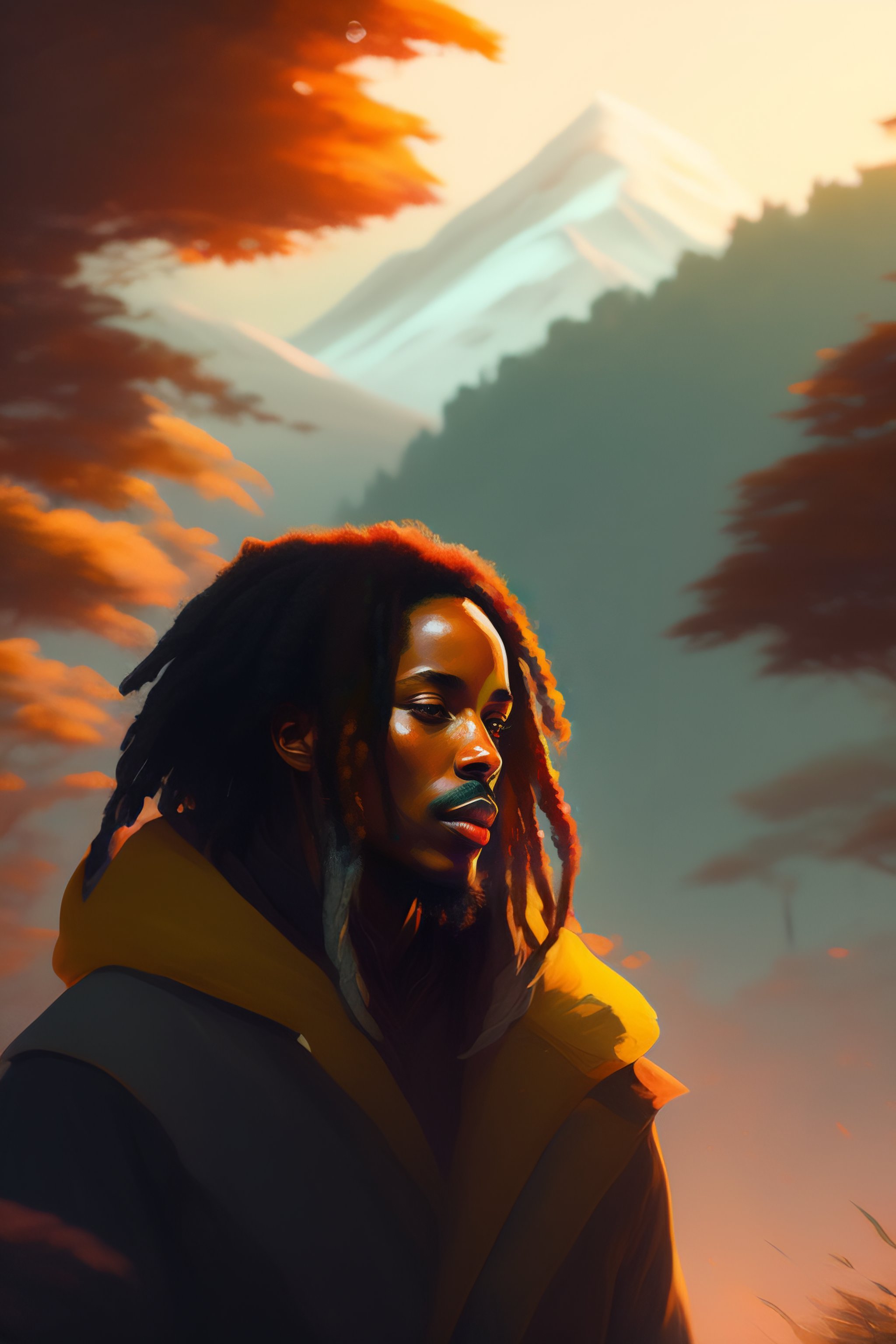 Lexica - Bob Marley, nature, warm colors, by Greg Rutkowski, beeple ...