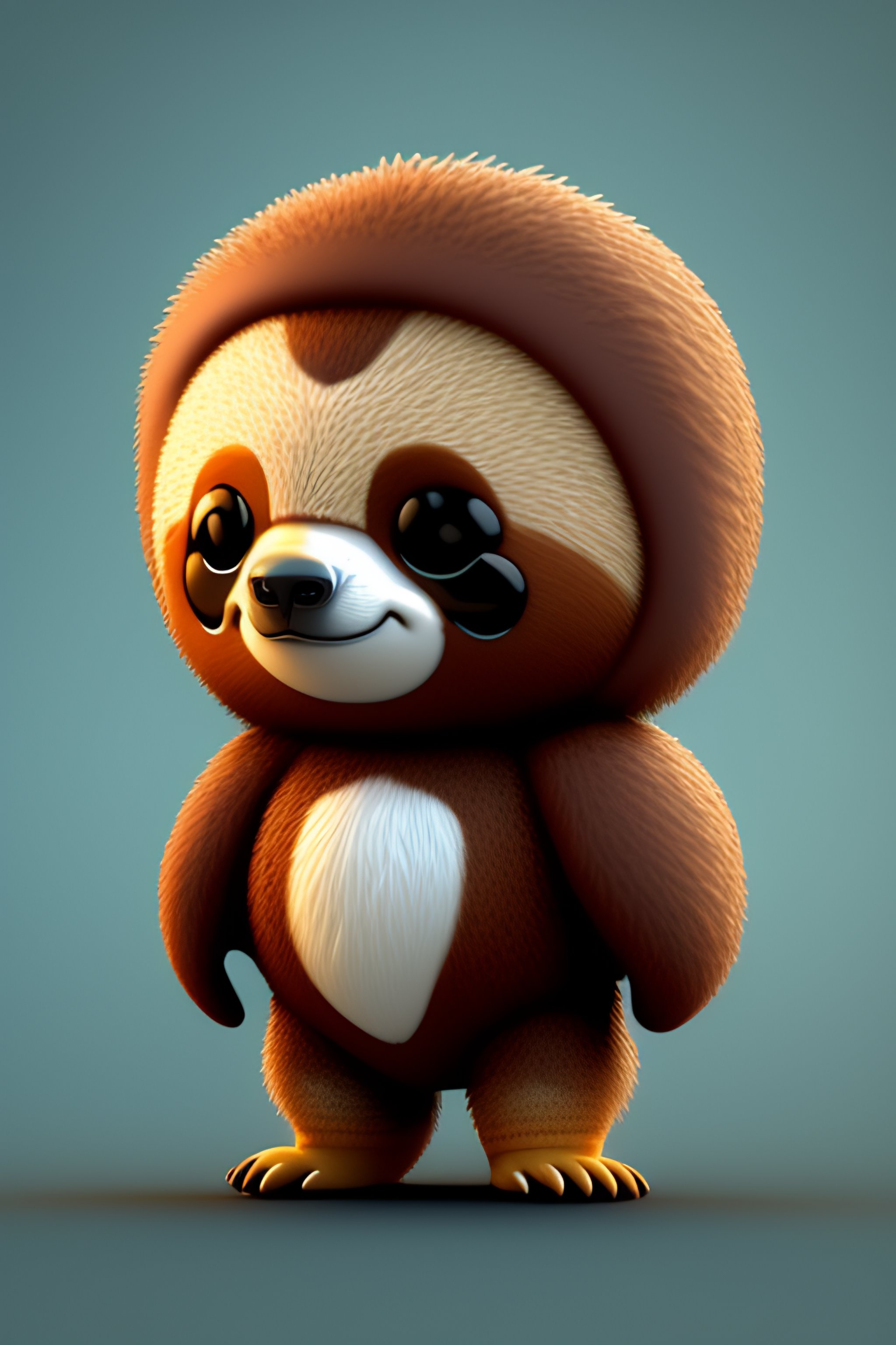 Lexica - 3d render of cartoon cute sloth pop